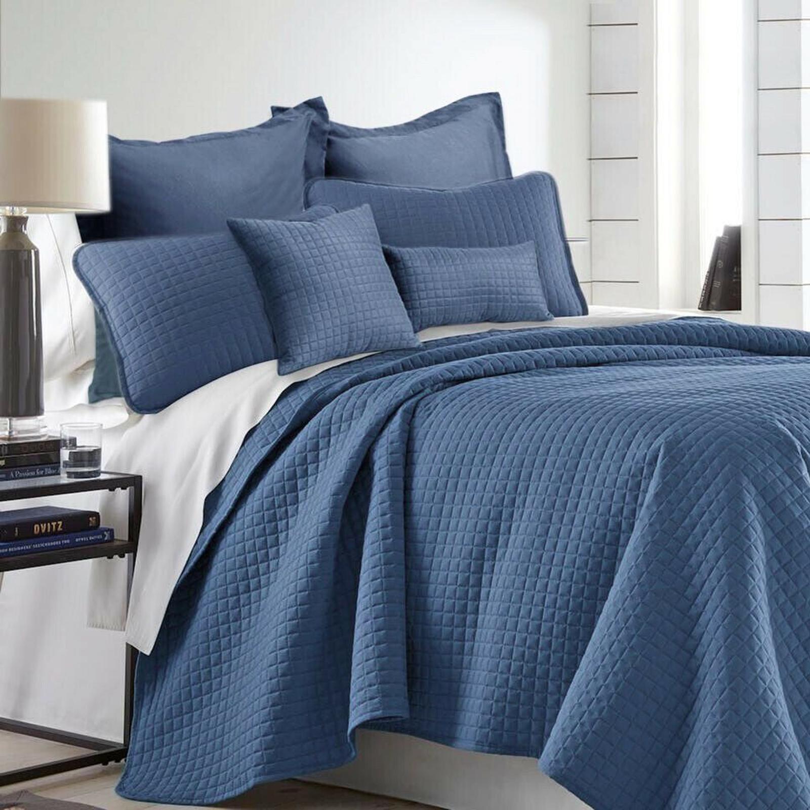 Ramesses 7 Piece Light Comforter Set | Coverlet Set | Queen - Denim ...