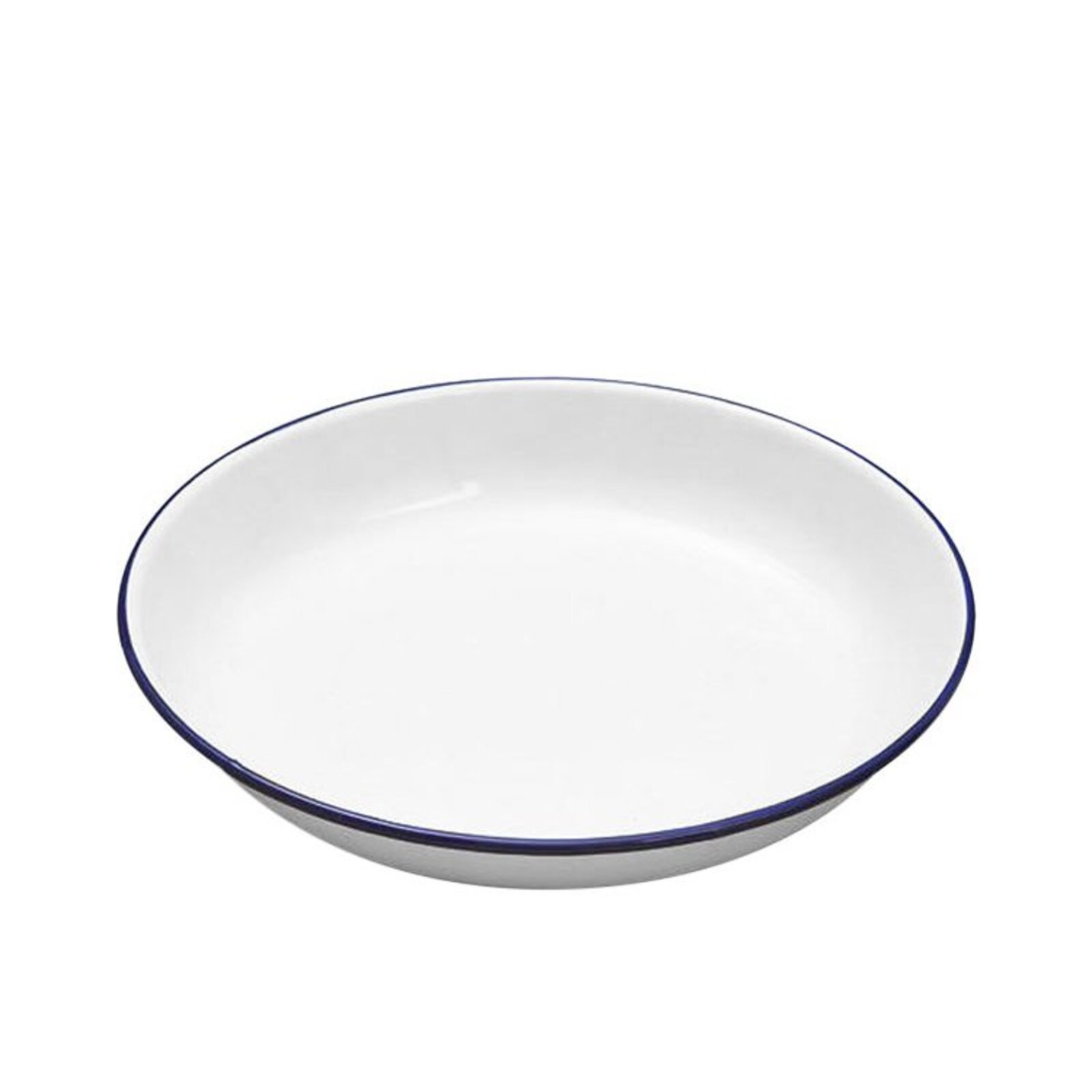 Falcon Enamel Pasta Plate 24cm White/Blue Rim - Bunnings Australia