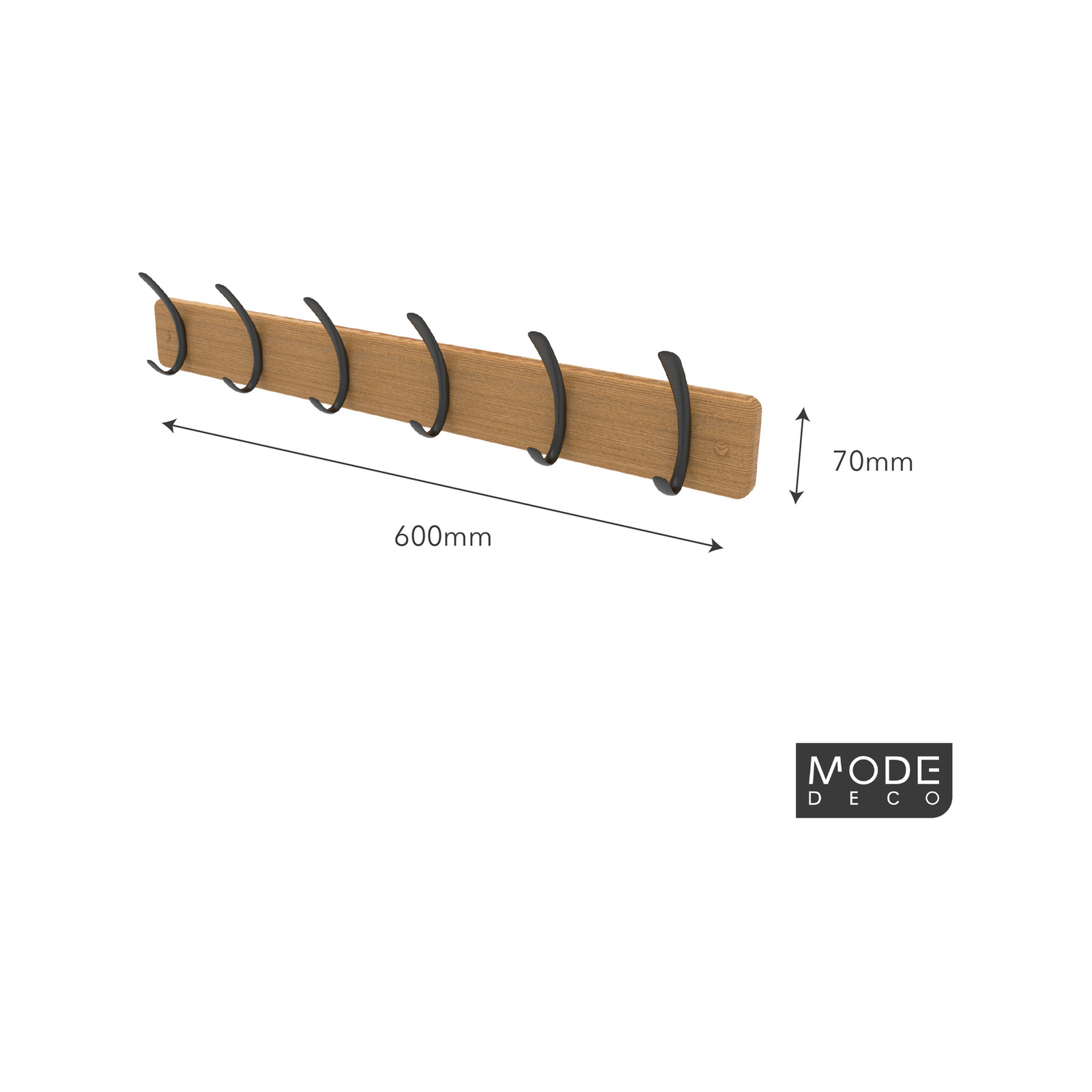 MODE 6 Black Hooks on Bamboo Board Hat and Coat Rack - Bunnings Australia