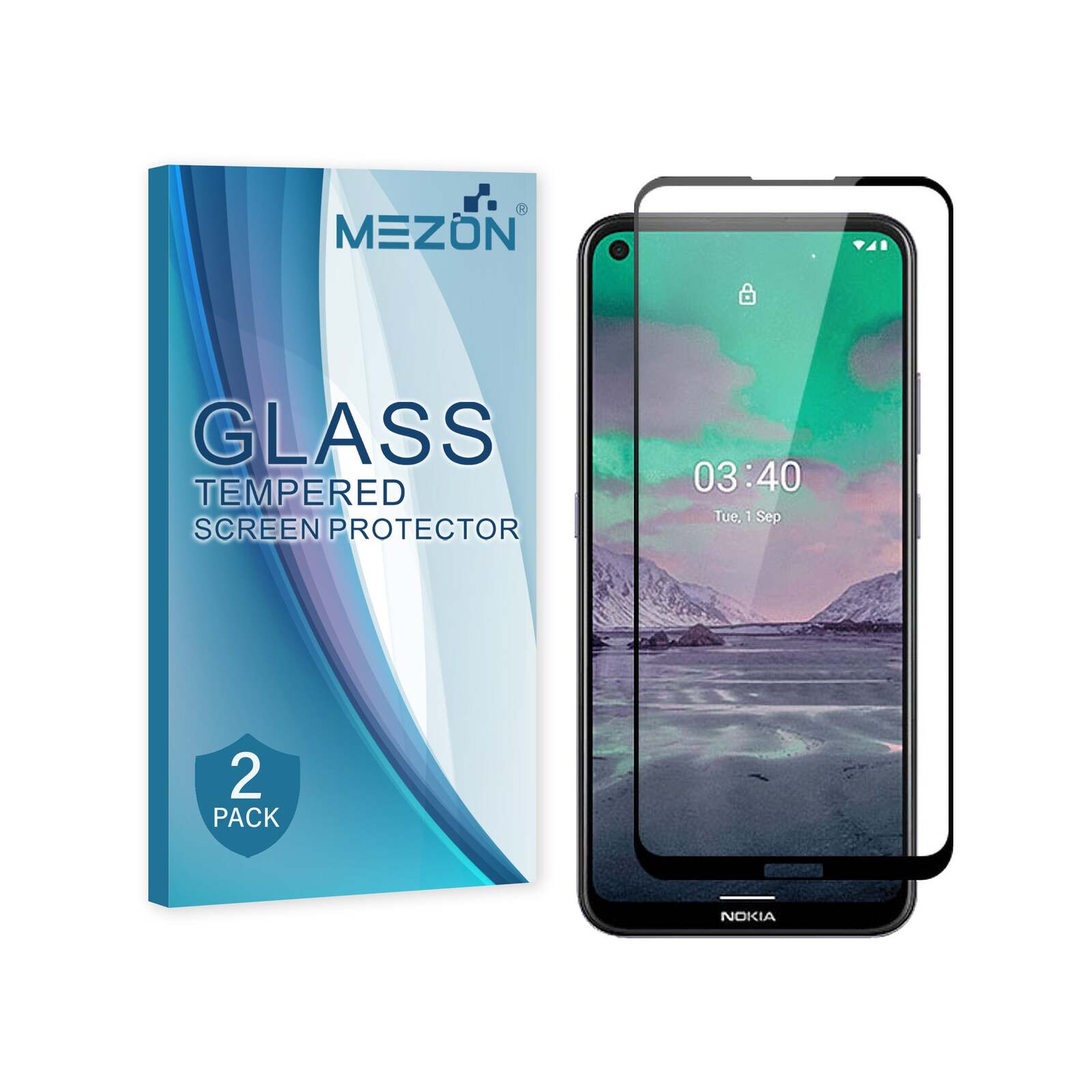 2 Pack MEZON Nokia 5.4 Full Cover Tempered Glass Screen Protectors ...