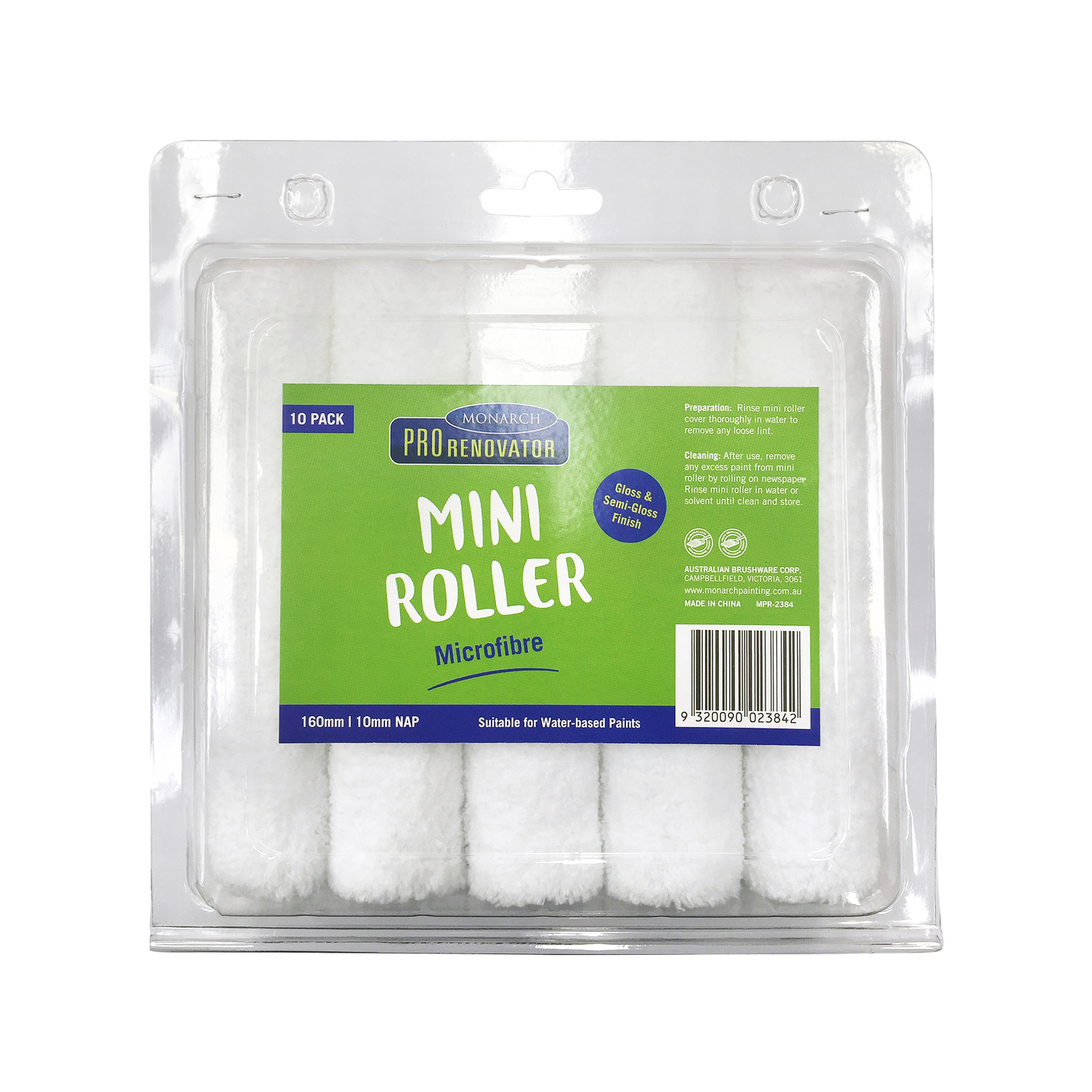 Monarch Pro Renovator 160mm Microfibre Mini Roller 10Pk - Bunnings New ...