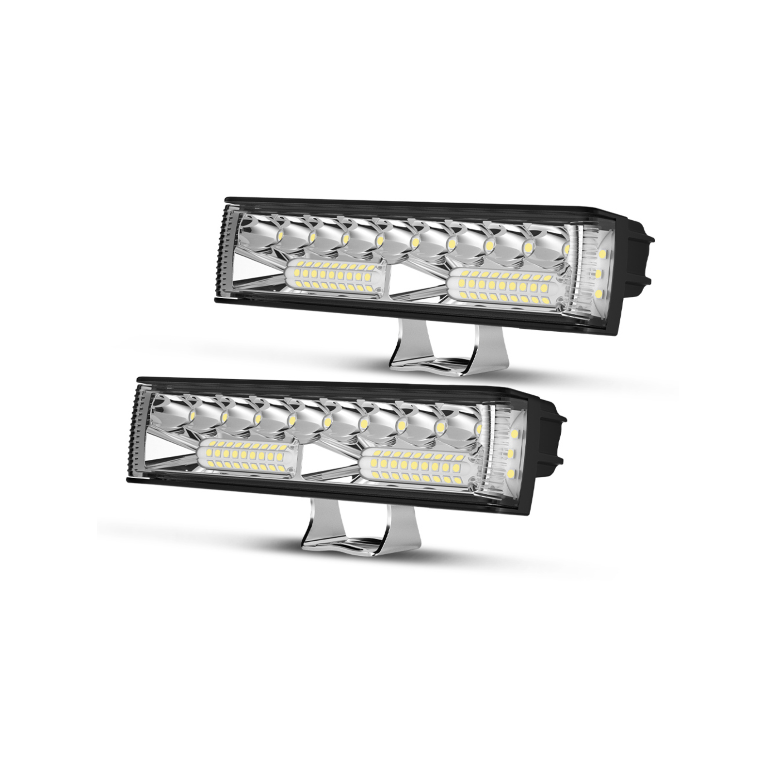 Pair 6inch Osram LED Work Lights 1Lux @ 300m 10,098 Lumens Side Shooter ...