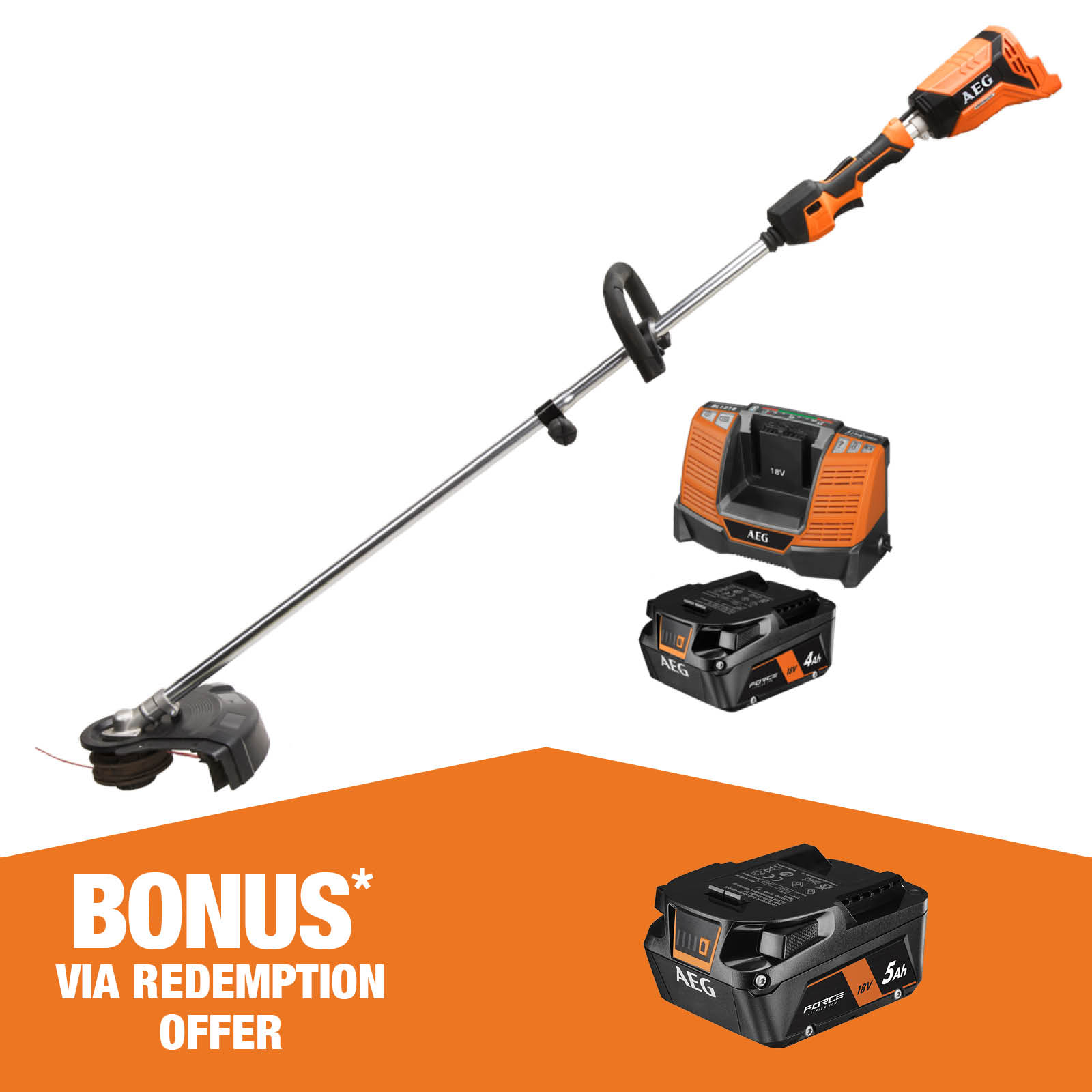 AEG 18V 33cm 4.0Ah Brushless Line Trimmer Force Kit - Bunnings Australia