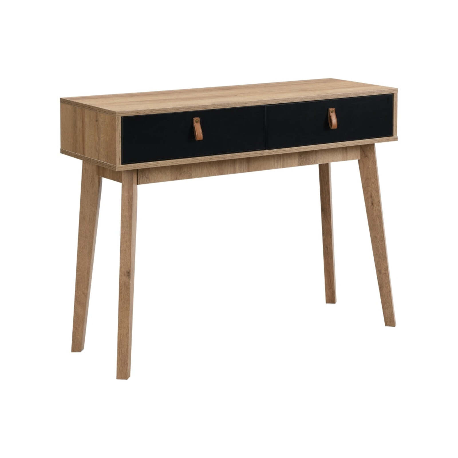 Eliana Modern Scandinavian Console Hall Table W/ 2-Drawers - Oak/Black ...