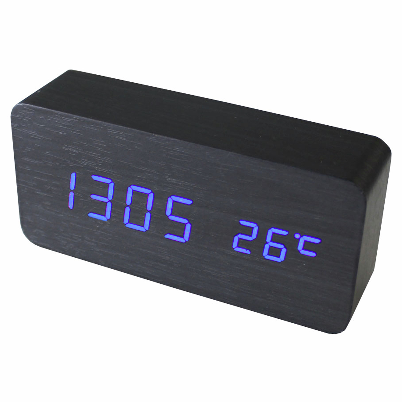 TODO Digital Clock Blue LED 3 Alarm + Temperature Display - Black ...