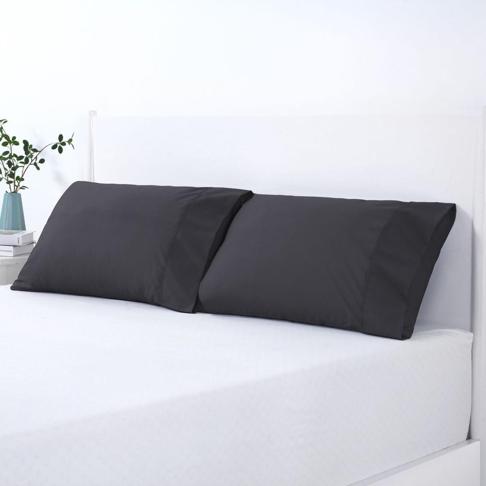 Dreamaker 250Tc Plain Dyed Standard Pillowcases - Twin Pack - Charcoal ...