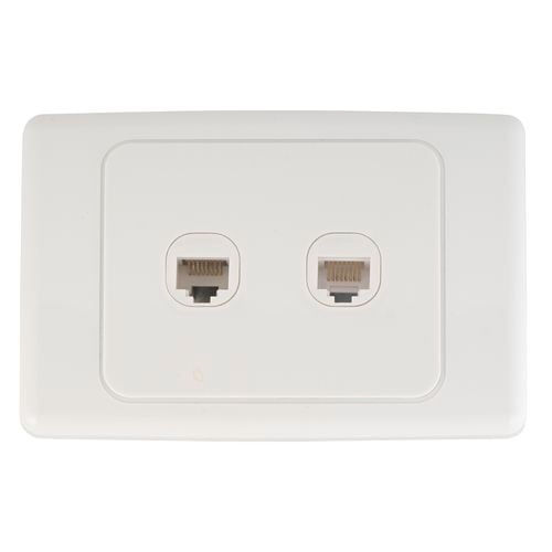 Deta Cat 6 Double Ethernet RJ45 Outlet - Bunnings Australia