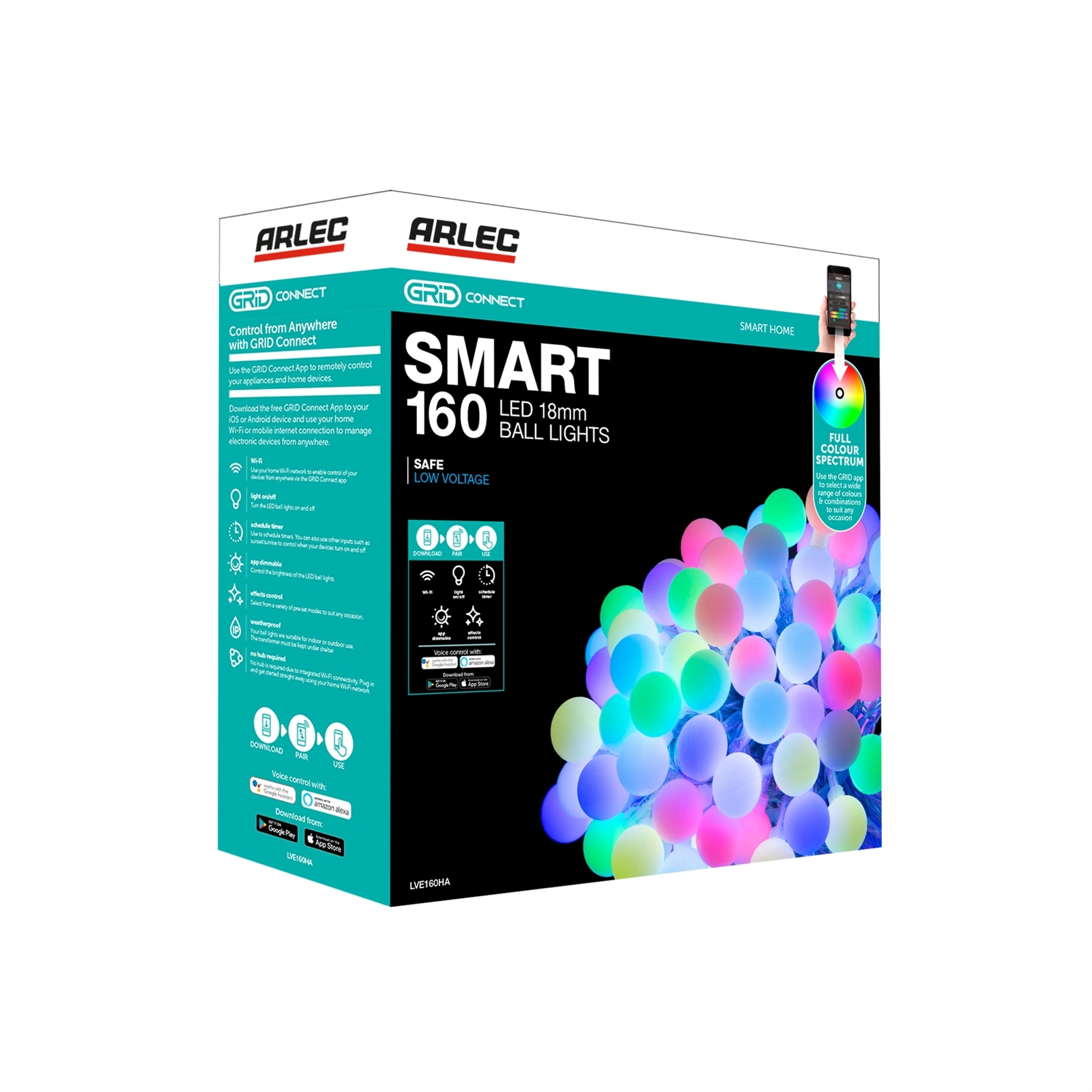 Arlec RGB Colour Changing Grid Connect Smart 160 LED Ball Lights ...