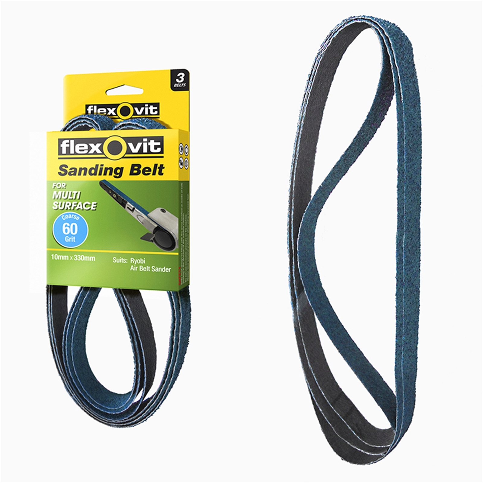 Flexovit 10 x 330mm 60 Grit File Belt - 3 Pack - Bunnings Australia