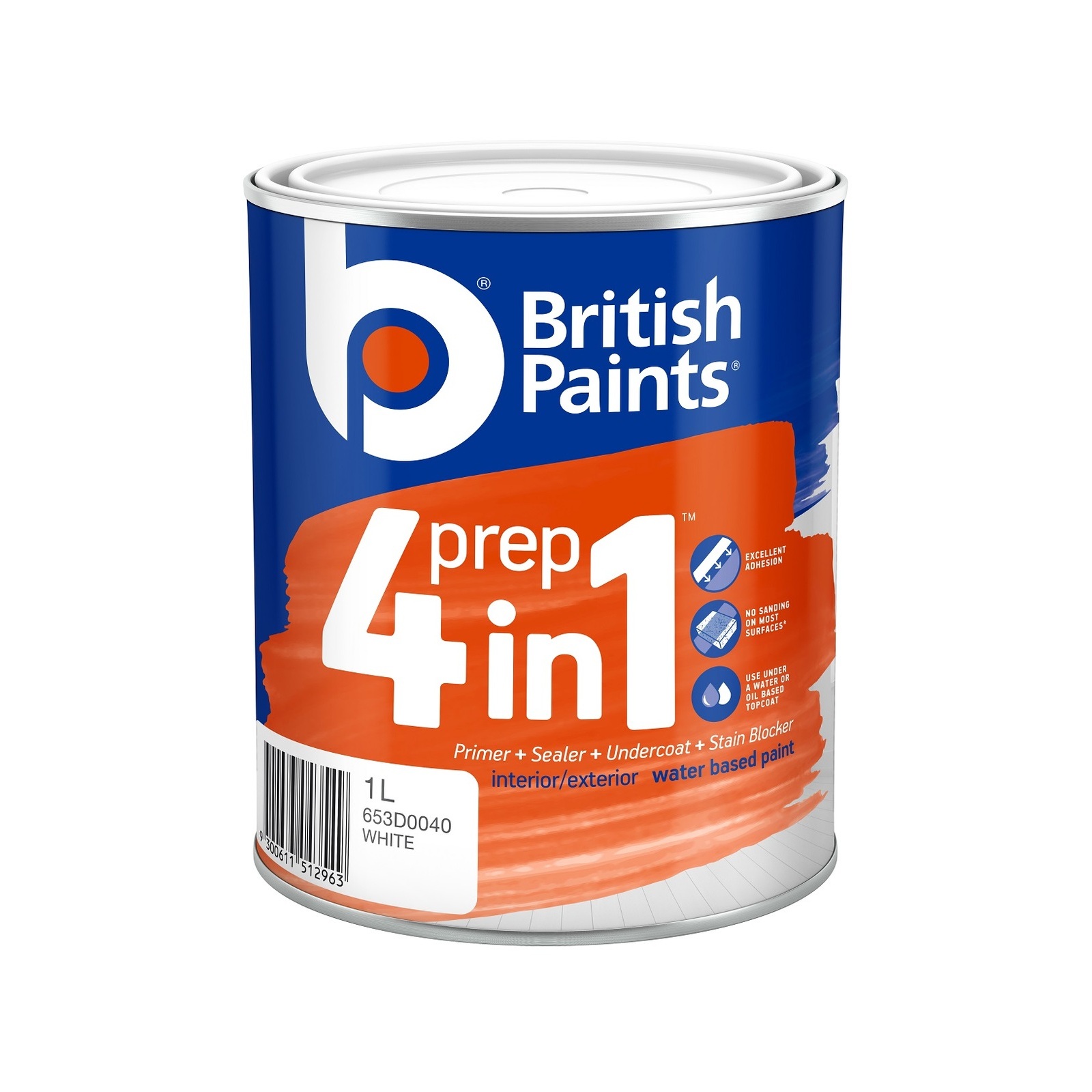 British Paints 1L White Water Based Prep 4 In 1 Primer Sealer Undercoat ...