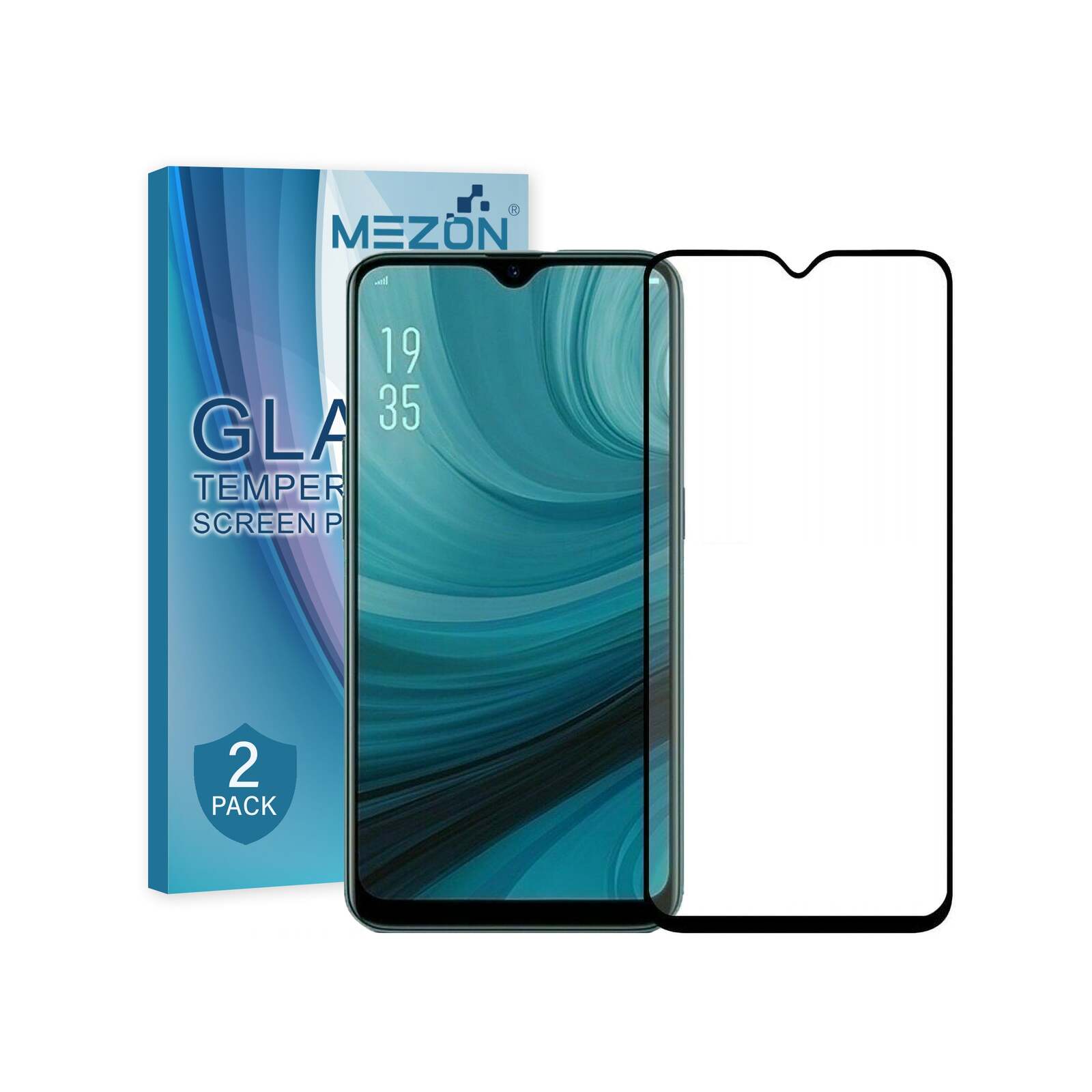 2 Pack MEZON OPPO AX7 Full Cover Tempered Glass Screen Protectors ...