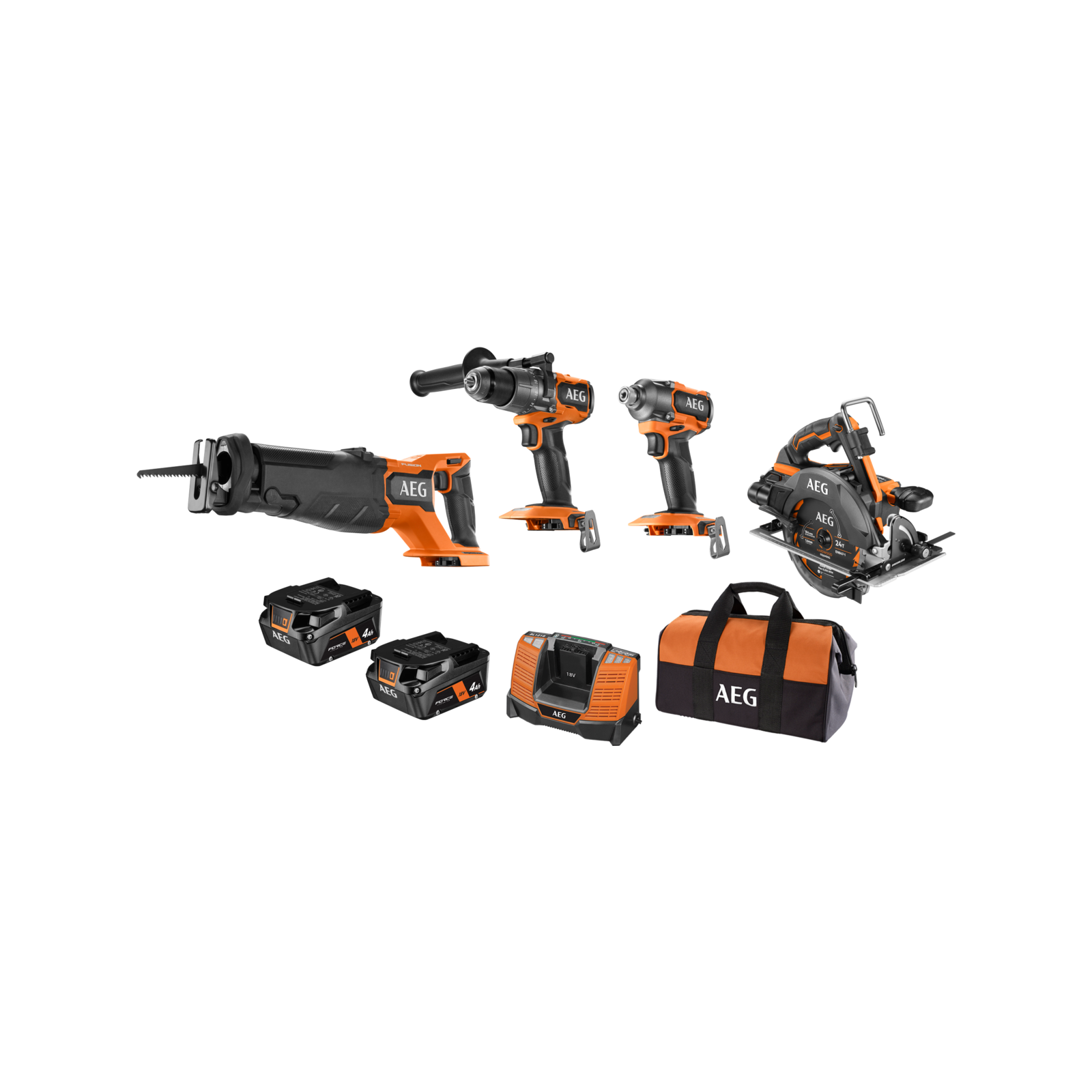 AEG 2x4Ah 18V Force 4 Piece Brushless Combo Kit - Bunnings New Zealand