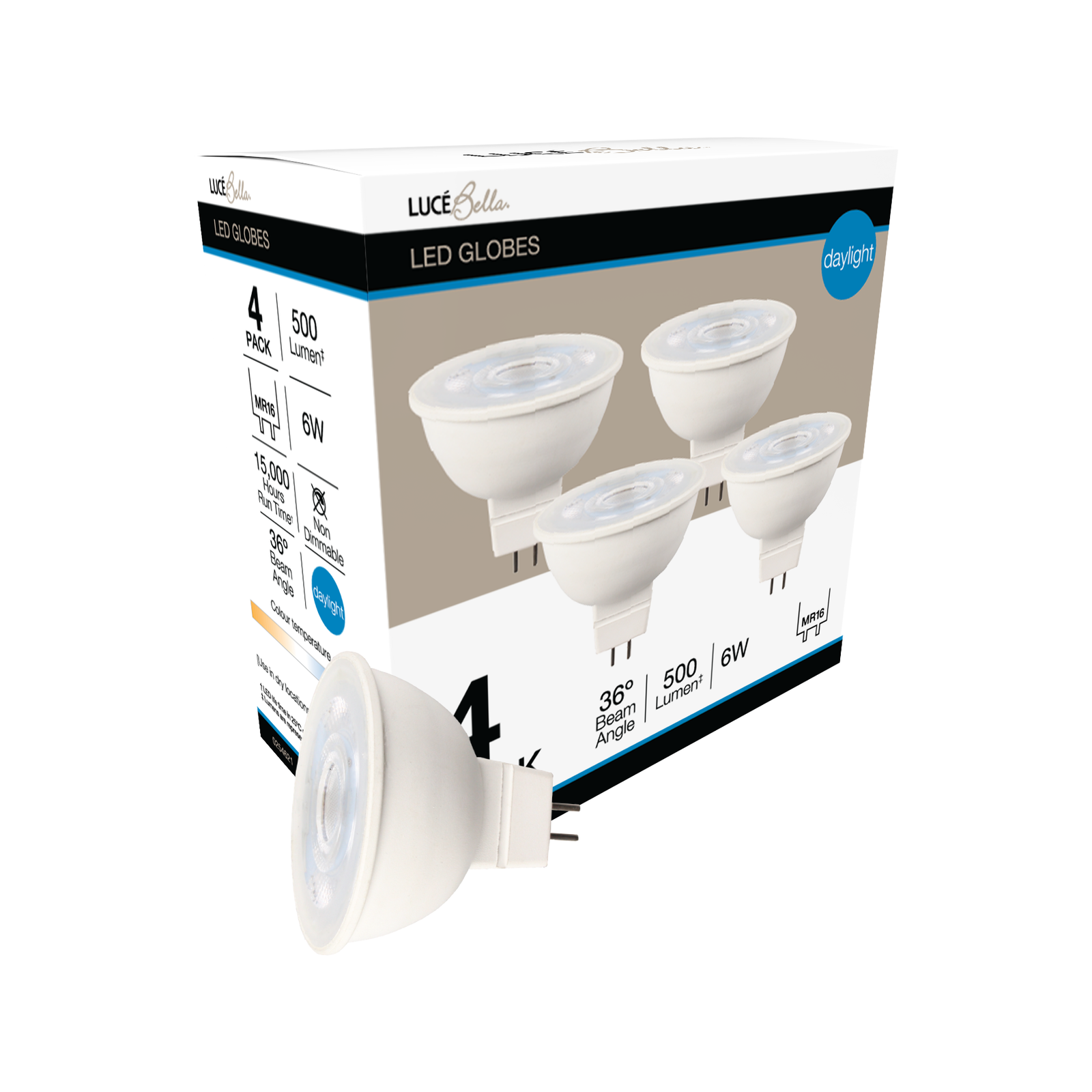 Luce Bella MR16 LED 500lm Daylight 6W 36° Globe - 4 Pack - Bunnings ...