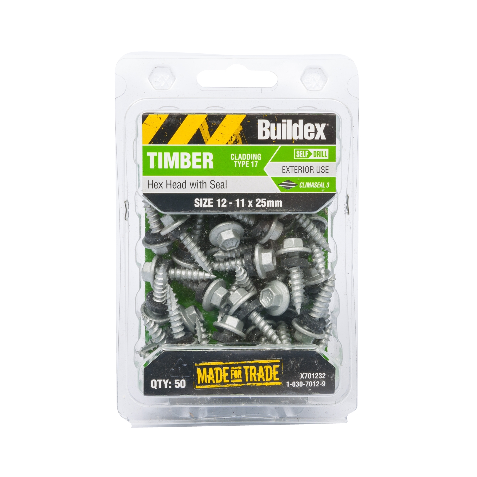 Buildex 12 - 11 x 25mm Climaseal Hex Head With Seal Timber Screws - 50 ...