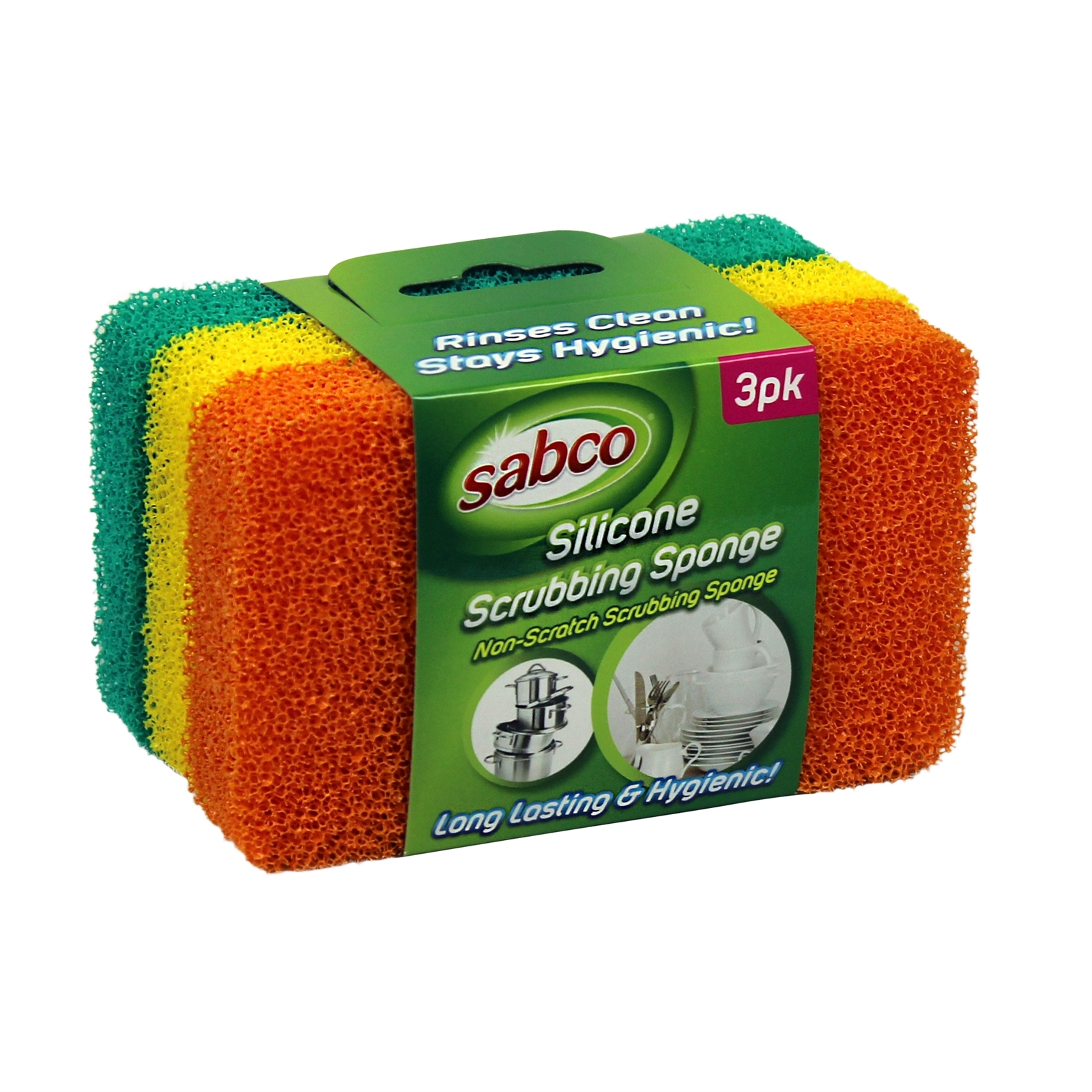 Sabco Non Scratch Silicone Scrubbing Sponge - 3 Pack - Bunnings Australia
