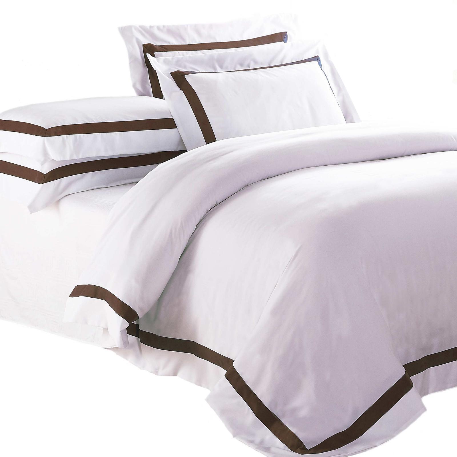 Ava Collection White Quilt Cover Set - Espresso Trim - Bunnings Australia