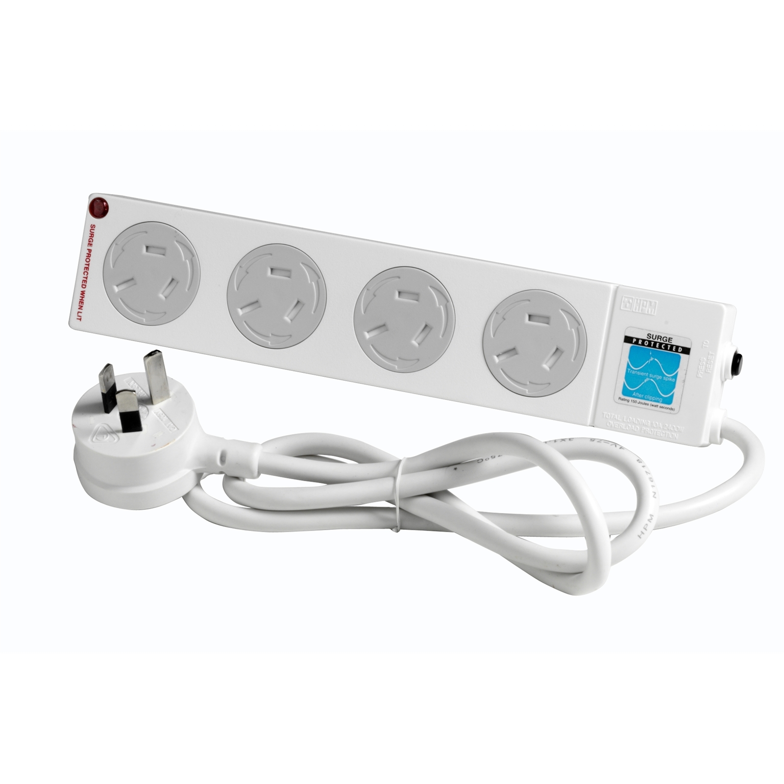 HPM 4 Outlet Surge Protected Child-Safe Powerboard - Bunnings Australia