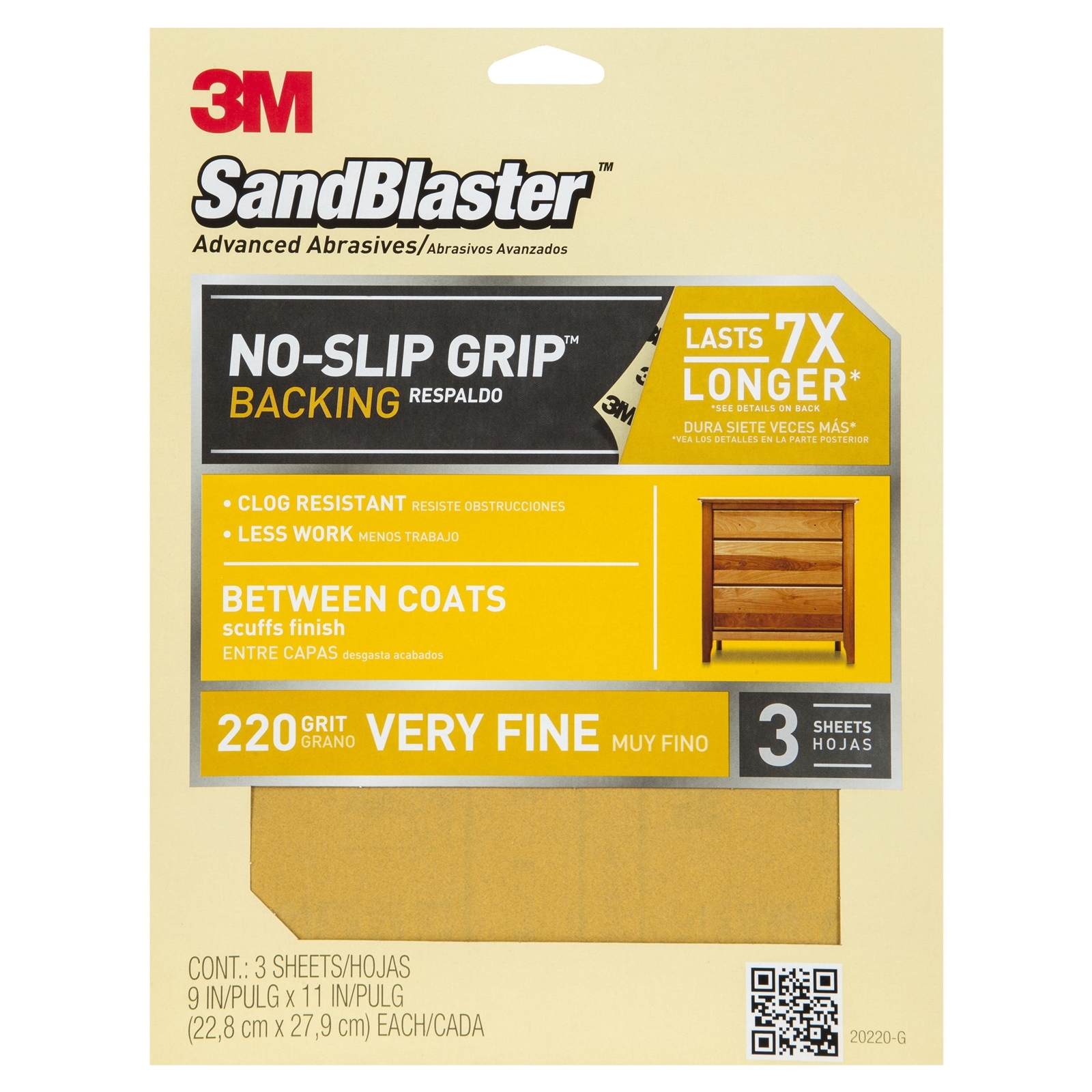 Sandblaster™ 220 Grit Very Fine Between Coats Sandpaper - 3 Pack ...