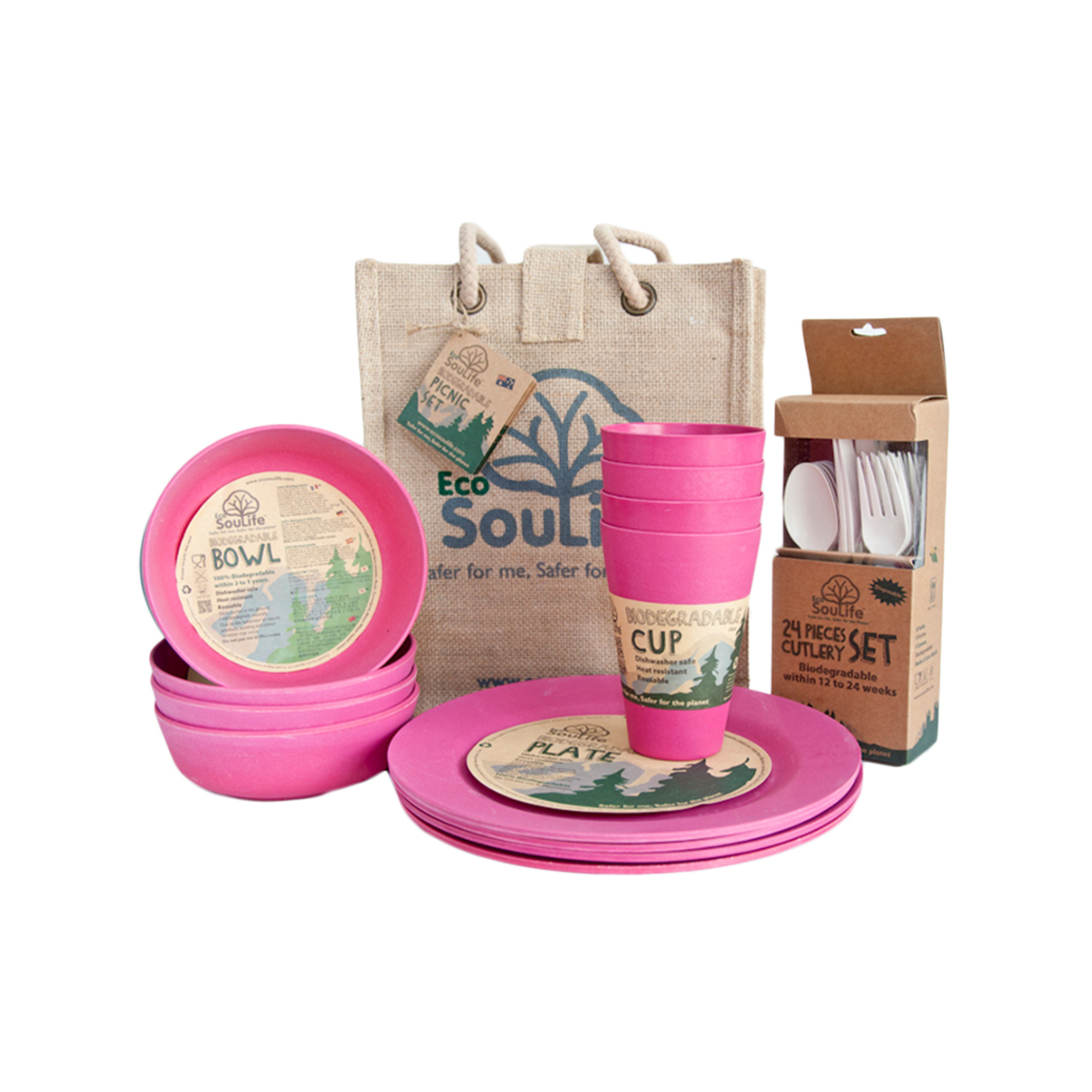 37pc Eco Soulife All Natural Outdoors Camping Picnic Set Pink ...