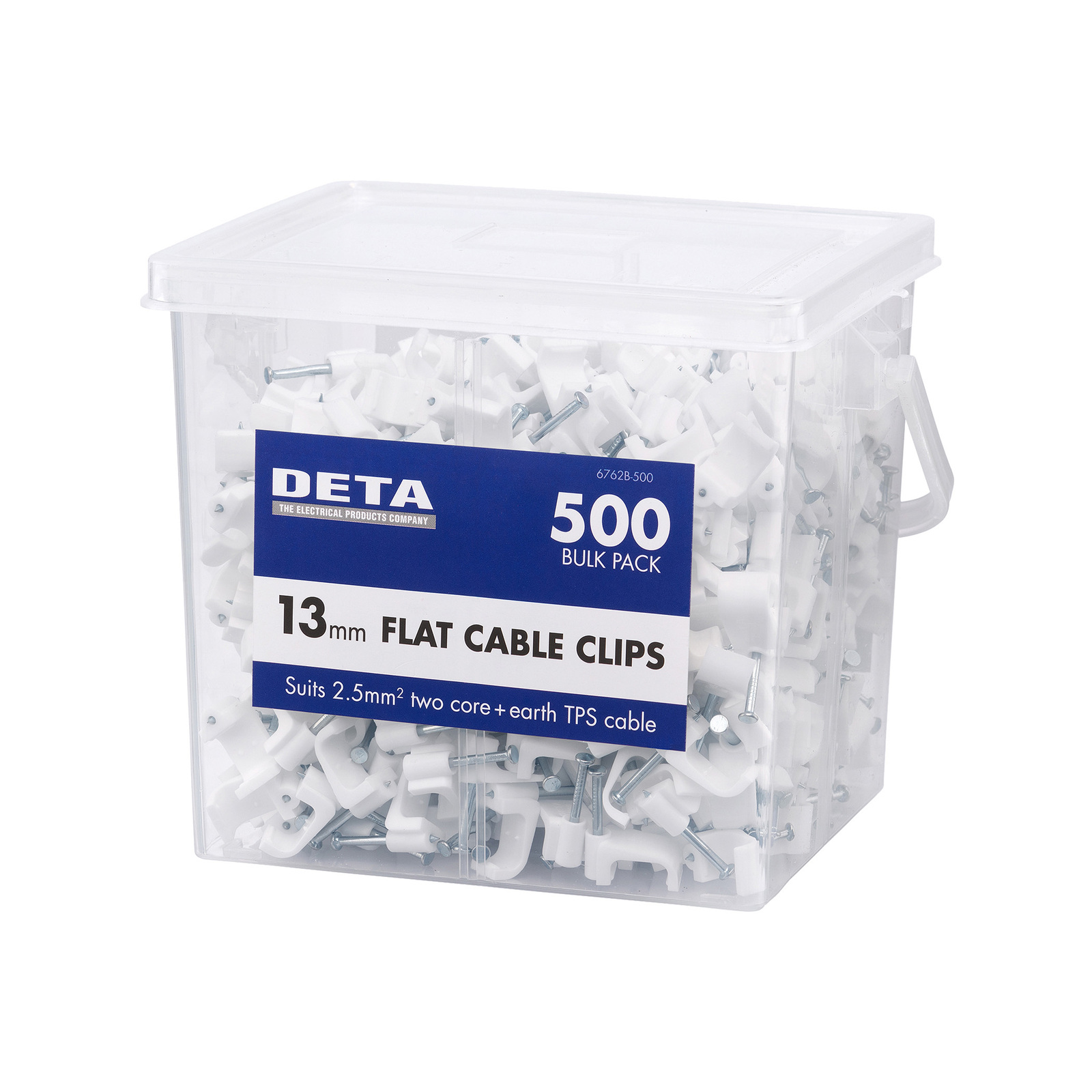 DETA 13mm White Flat Cable Clips - 500 Pack - Bunnings Australia
