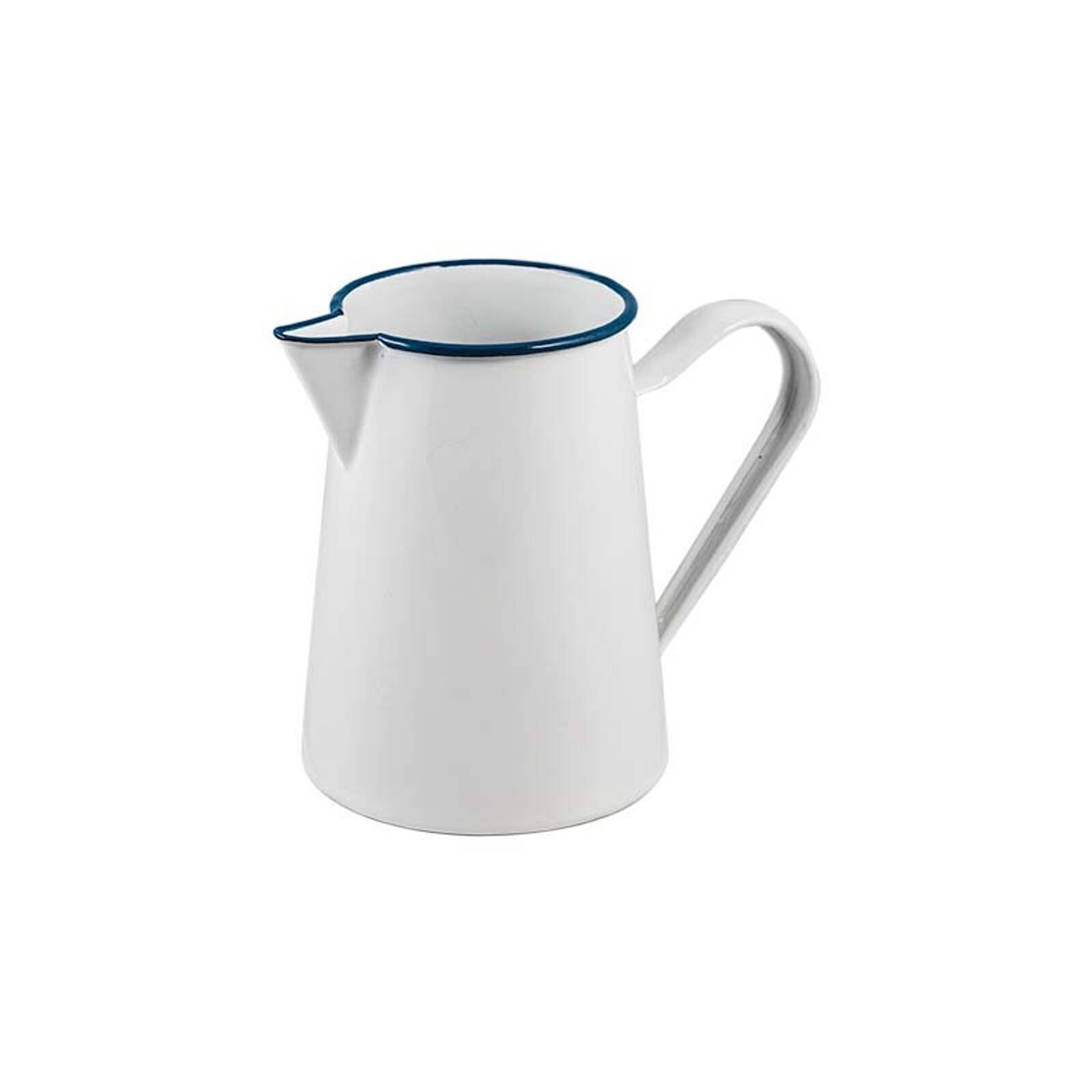 Urban Style Enamelware 1.5L Pitcher w/ Blue Rim - Premium White ...