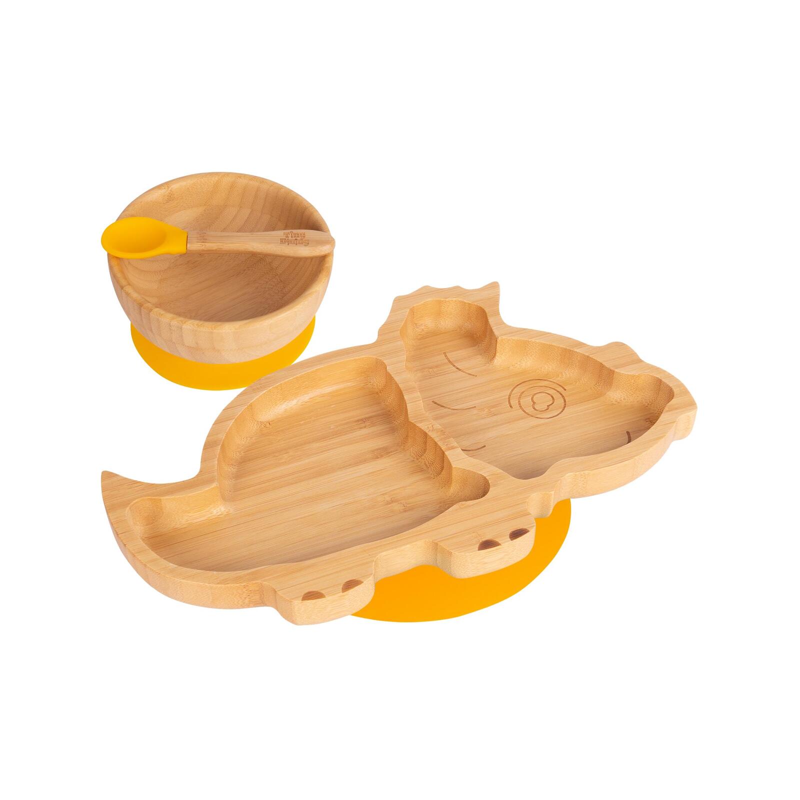 Tiny Dining Children's Bamboo Dinosaur Plate, Bowl and Spoon with ...
