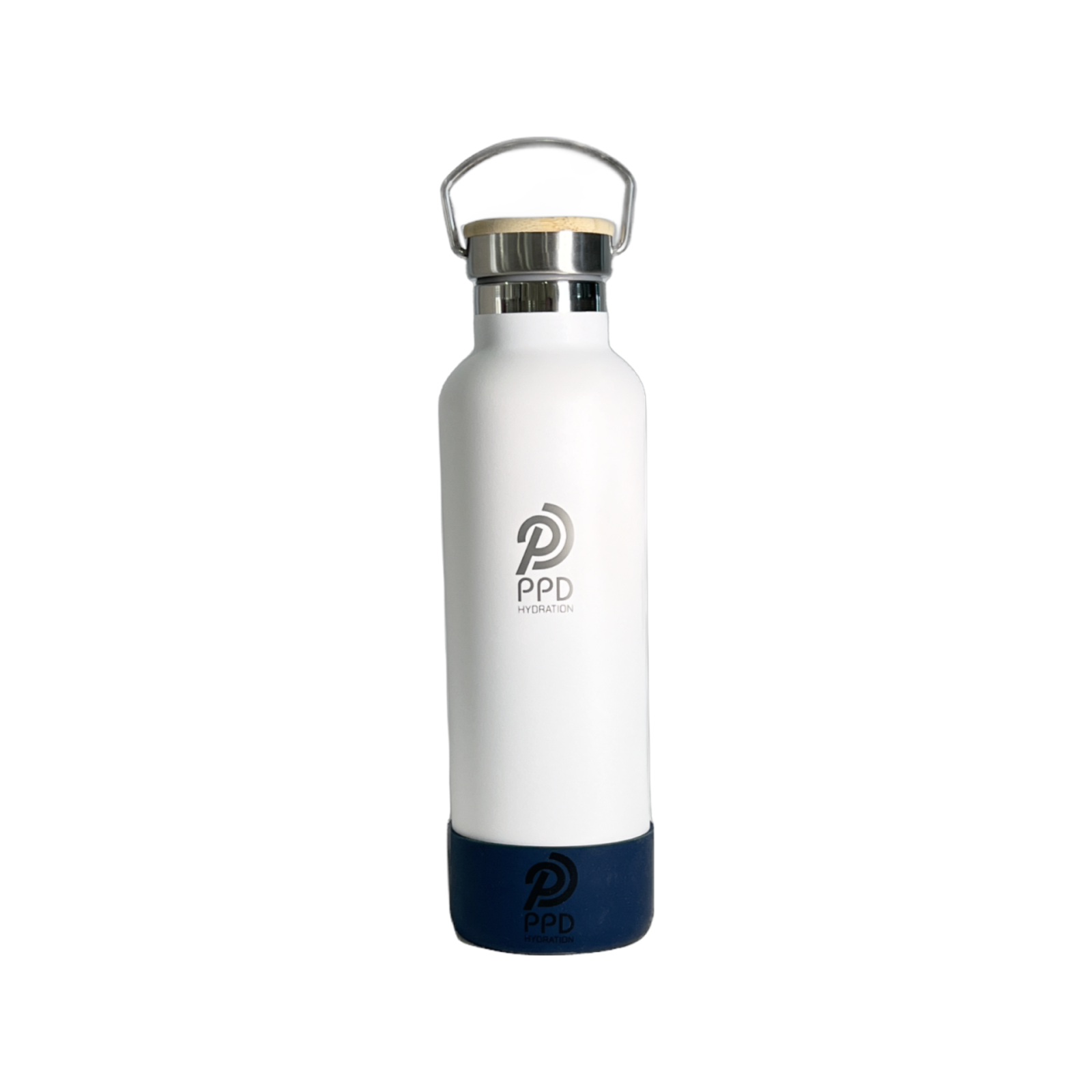 PPD Hydrtion 750ml White Originl Water Bottle W/ Navy Bumper Protector ...