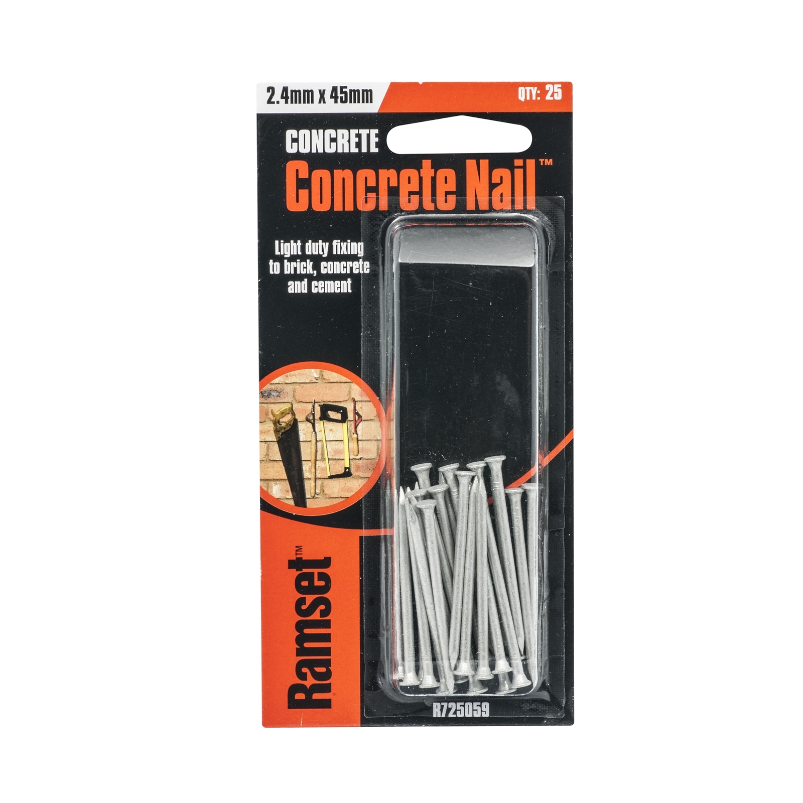 Ramset 2.4 x 45mm Concrete Nails - 25 Pack - Bunnings Australia