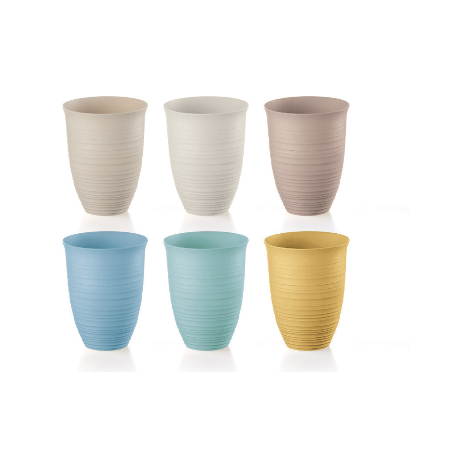 6pc Guzzini Earth Tierra 12.4cm/520ml Stackable Tall Plastic Tumblers ...