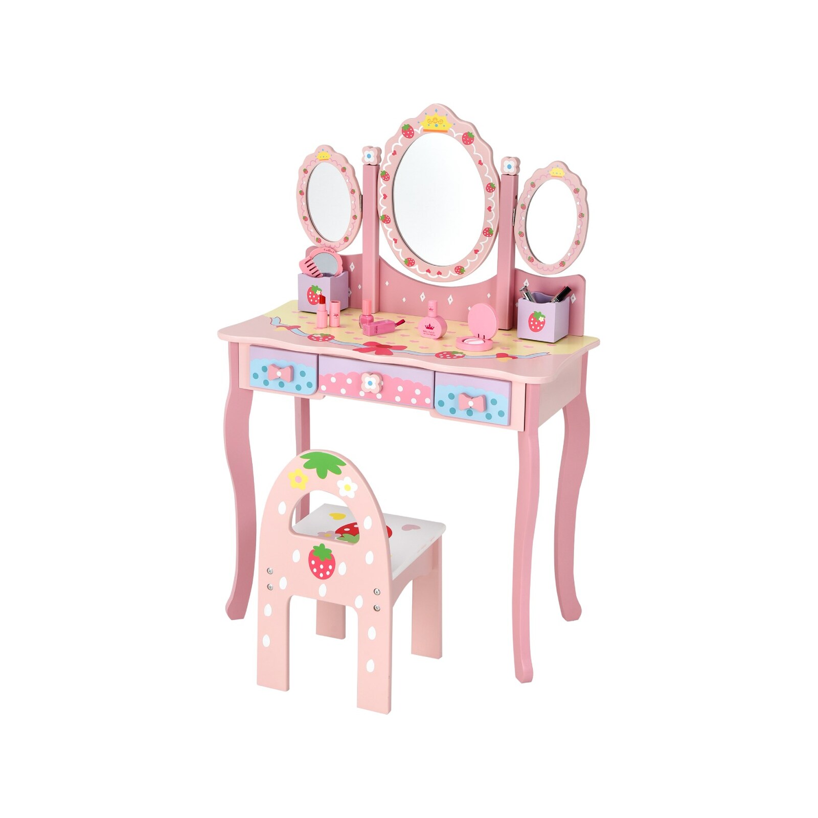 Costway Princess Dressing Table Chair Set Pink - Bunnings Australia
