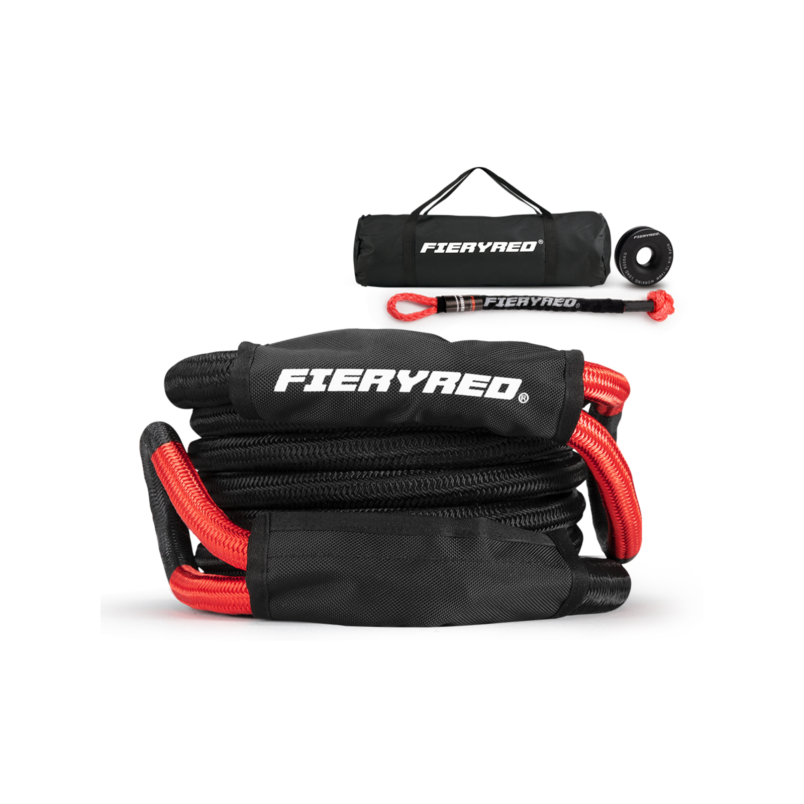 FIERYRED Recovery Kit 6M Tow Rope Soft Shackle Snatch Block Pulley ...