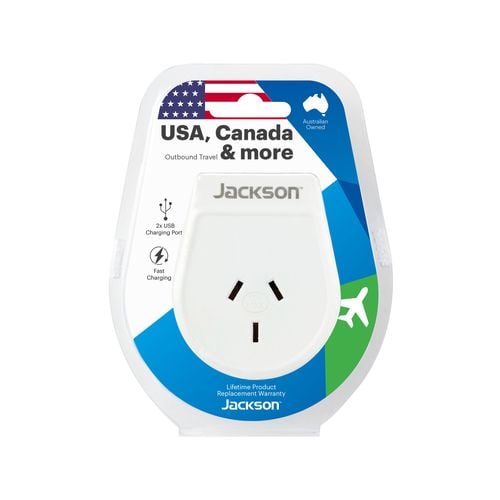 Jackson Outbound Slim USB-A Travel Adaptor - USA - Bunnings Australia