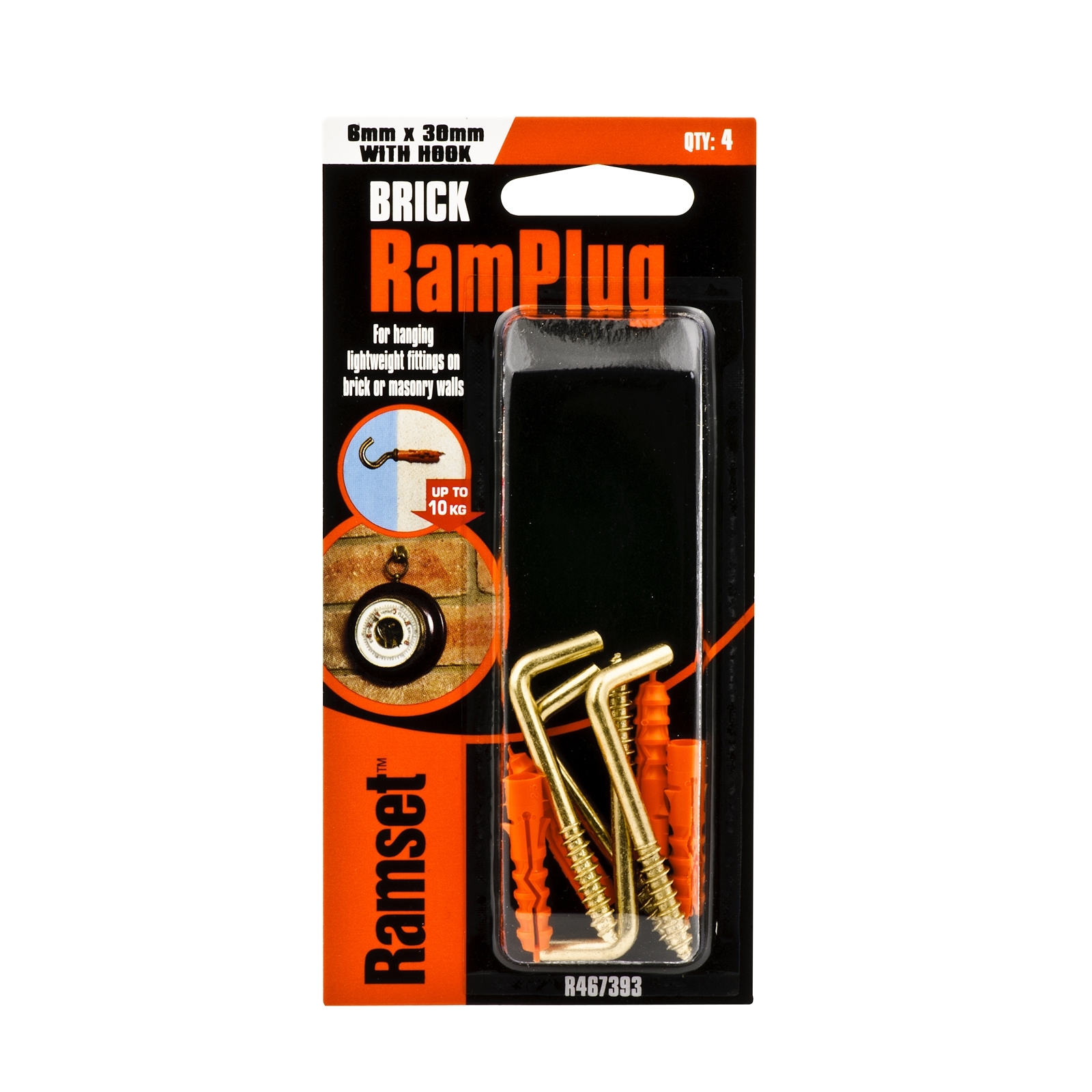 Ramset 6 x 30mm Nylon Anchor RamPlug With Square Hook - 4 Pack ...