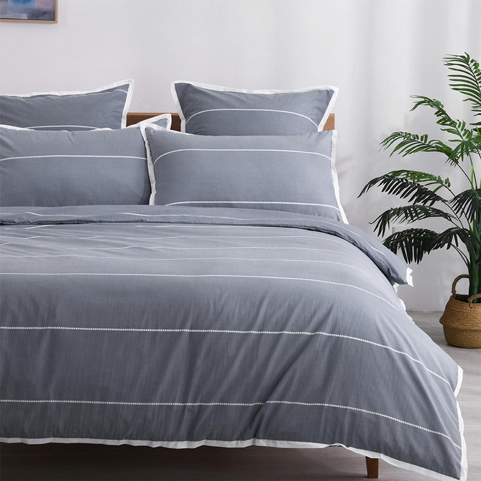 Jason Commercial Queen Bed Calista Quilt Cover Set 210x210cm Granite ...