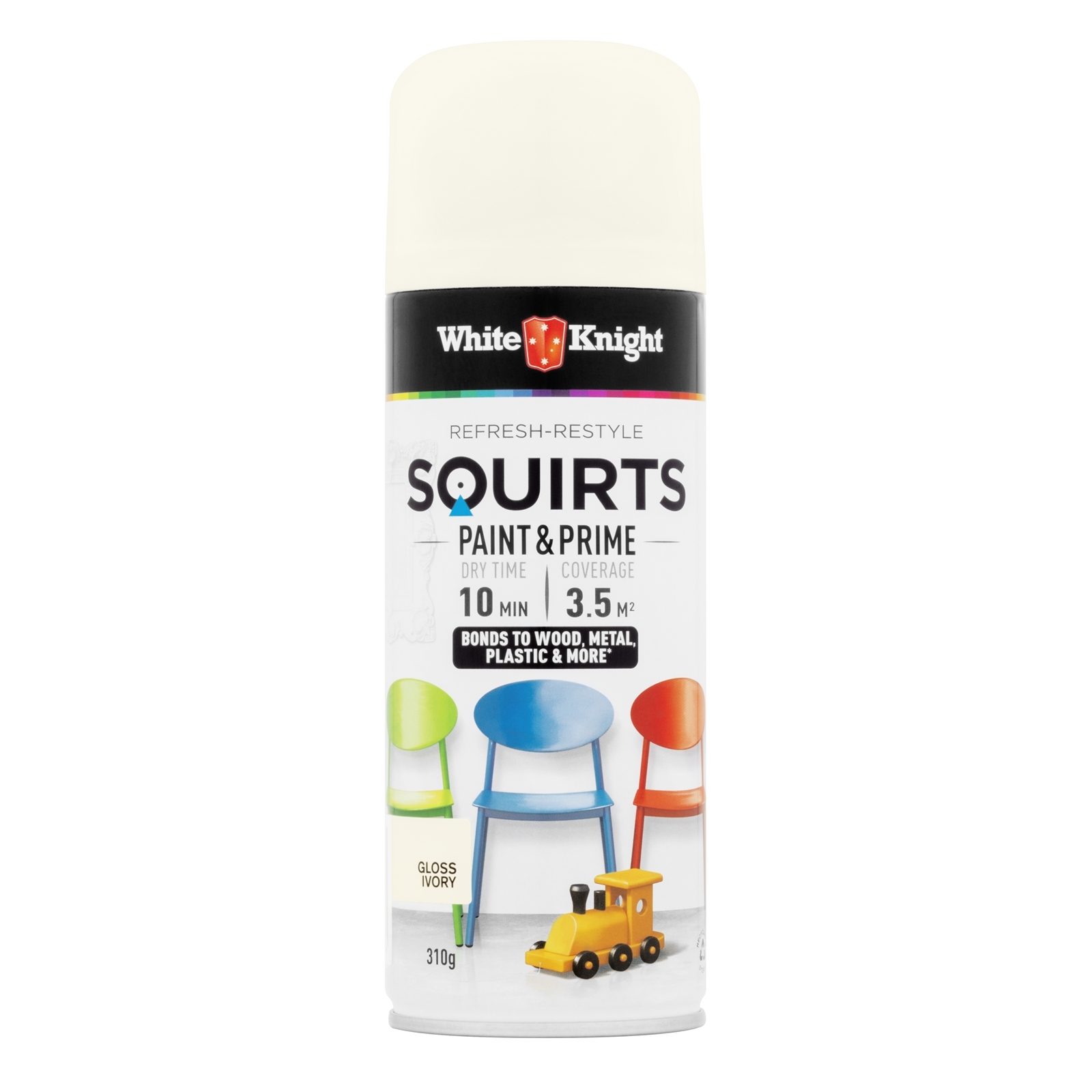 White Knight 310g Ivory Gloss Squirts Spray Paint - Bunnings Australia