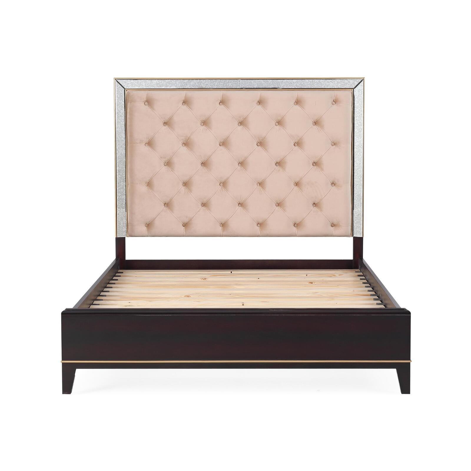 Scarlet Antique Queen Bed Frame Velvet Bedhead - Bunnings Australia