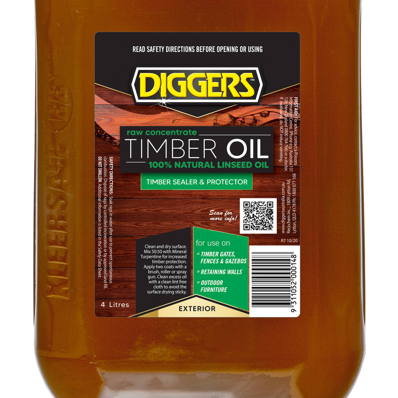 Diggers 4L Timber Oil Raw Concentrate - Bunnings Australia