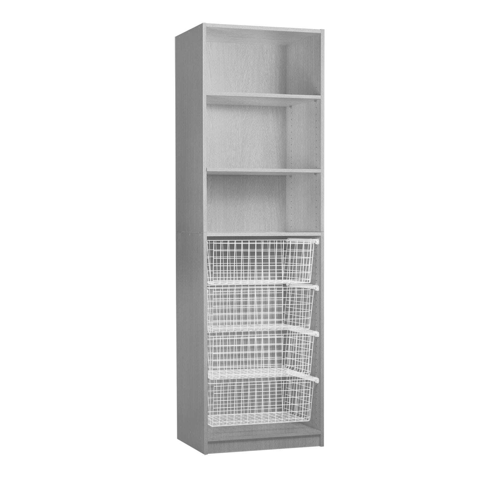 Multistore 2000 x 608 x 450mm Mist Grey 4 Wire Basket Robe Insert ...