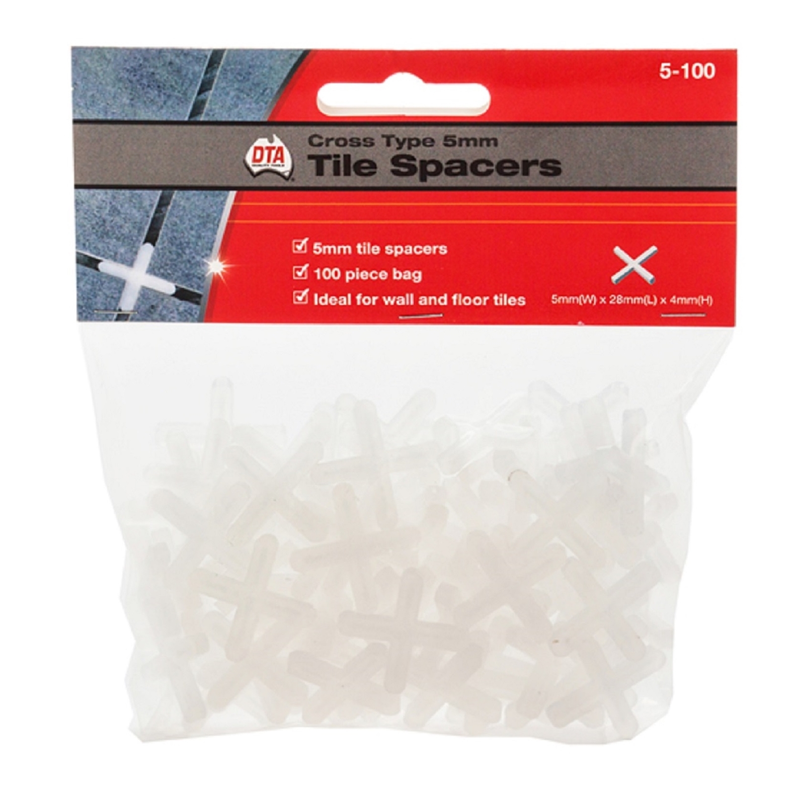 DTA 5mm Tile Cross Spacer - 10,000 Pack - Bunnings Australia