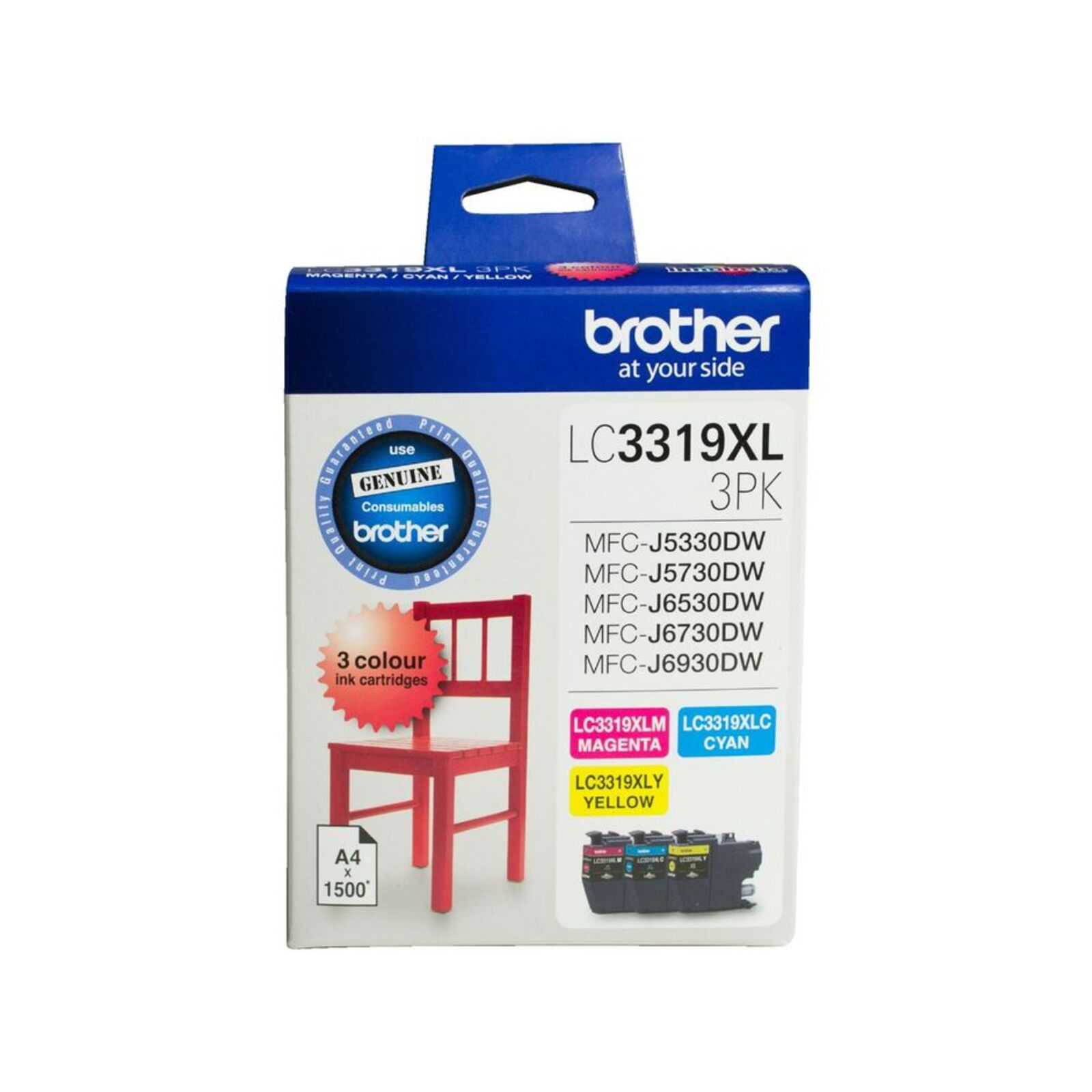 Brother LC3319XL CMY (Cyan + Magenta + Yellow) Colour Pk (up to 1500 ...