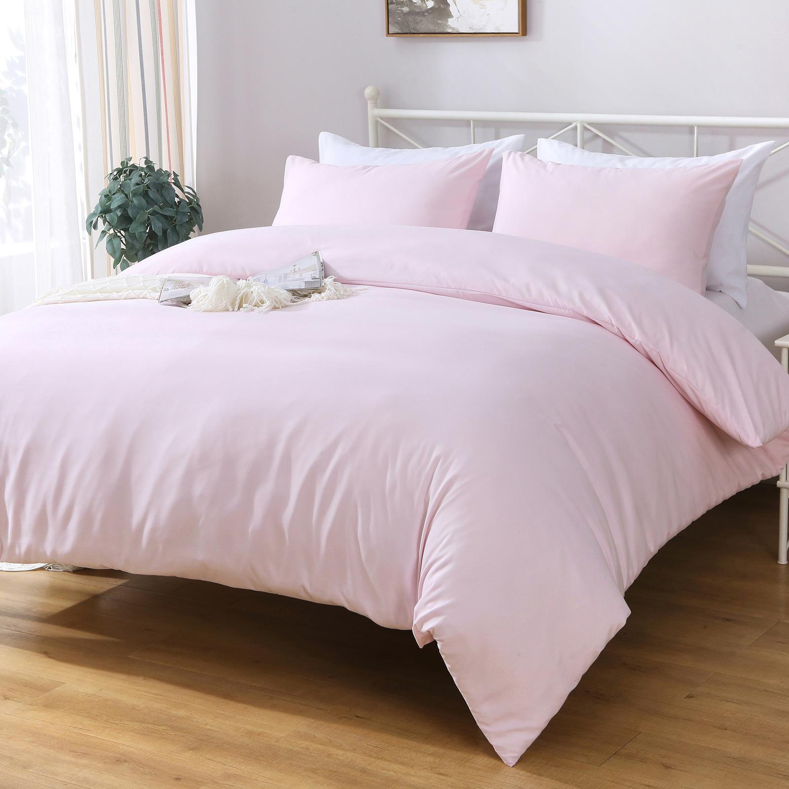 LINENOVA Microfiber Soft 1200TC Quilt Cover Set Light Pink Double ...