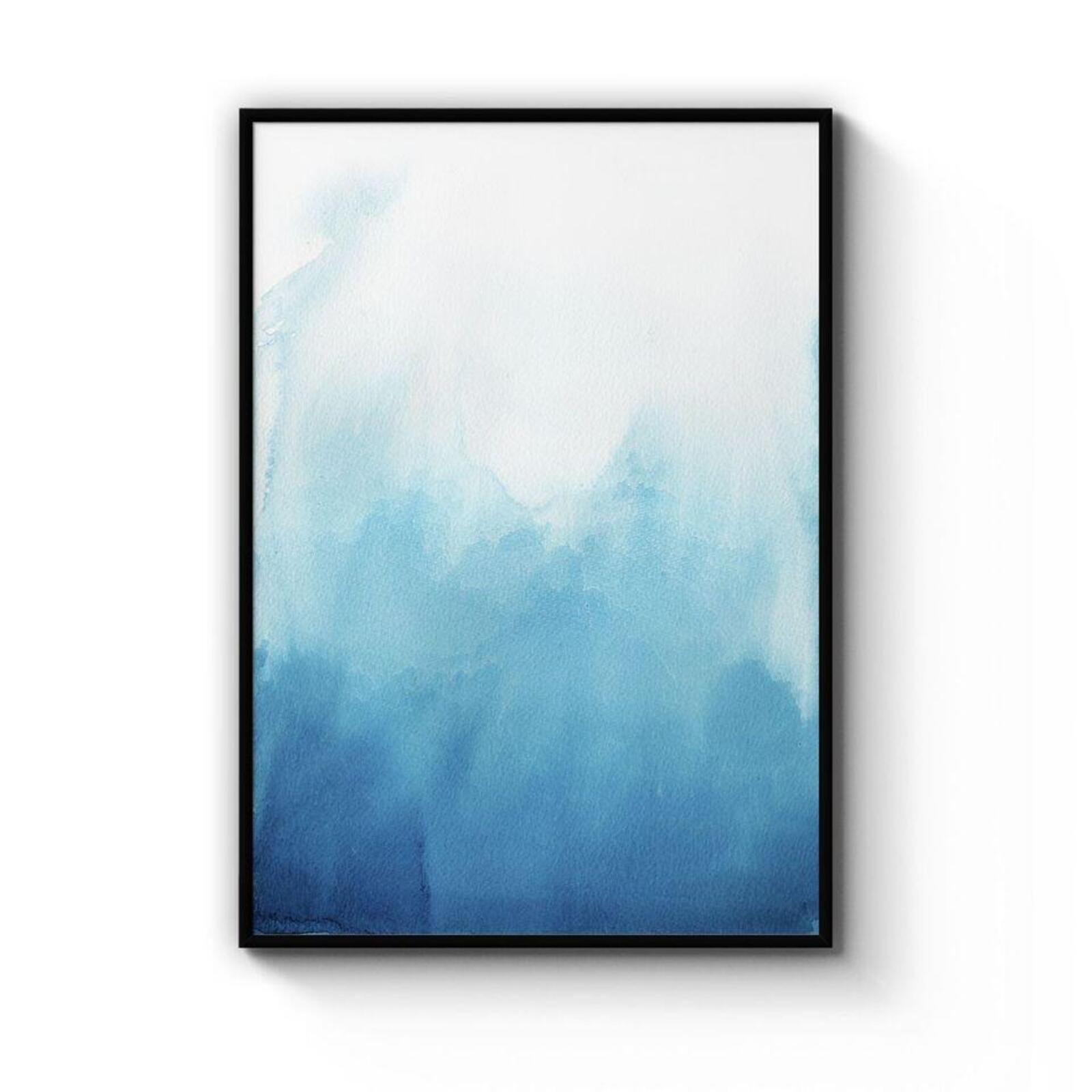 Minimal Blue Painting Abstract Modern Wall Art - Bunnings Australia