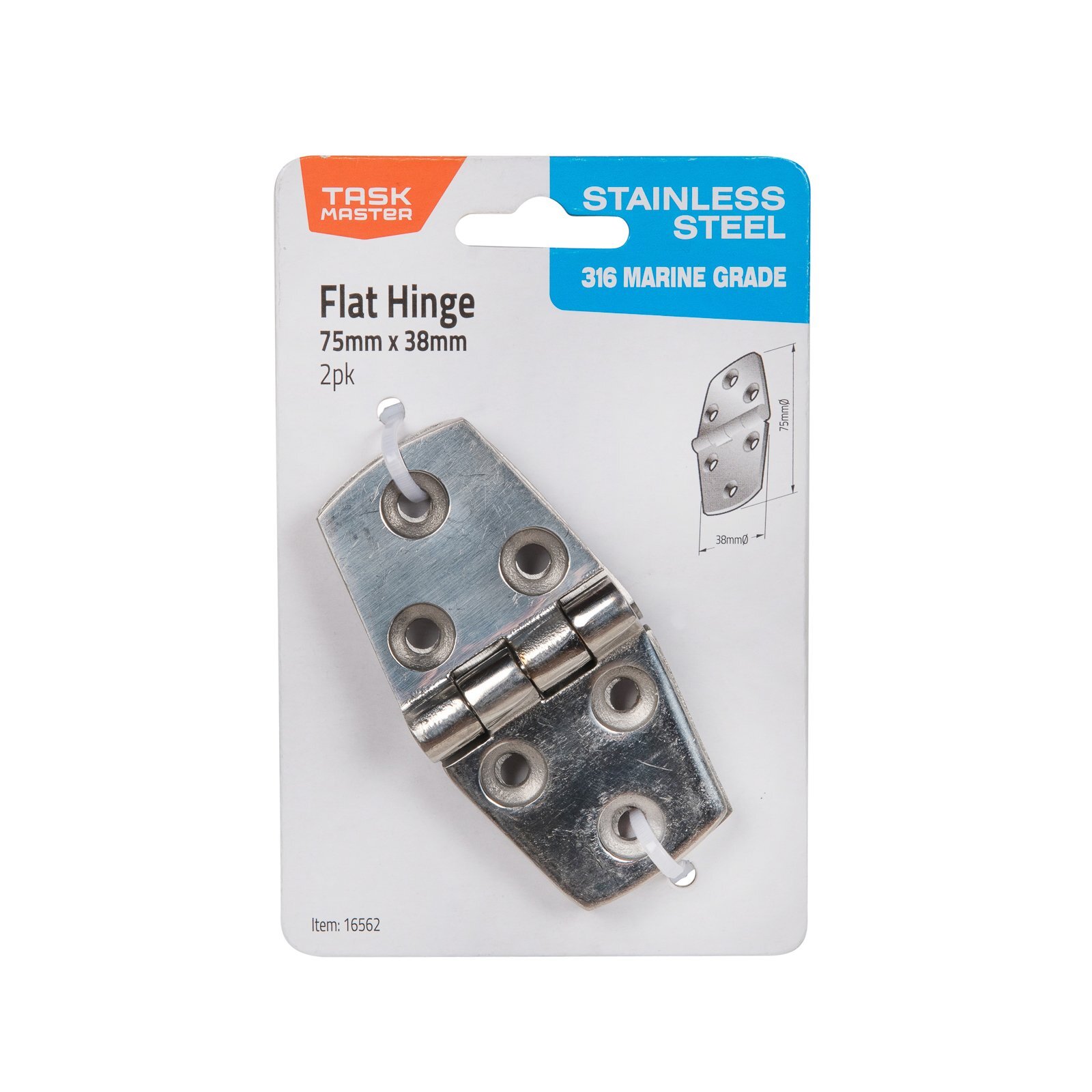 Taskmaster 75 x 38mm 316 Stainless Steel Flat Hinge - 2 Pack - Bunnings ...