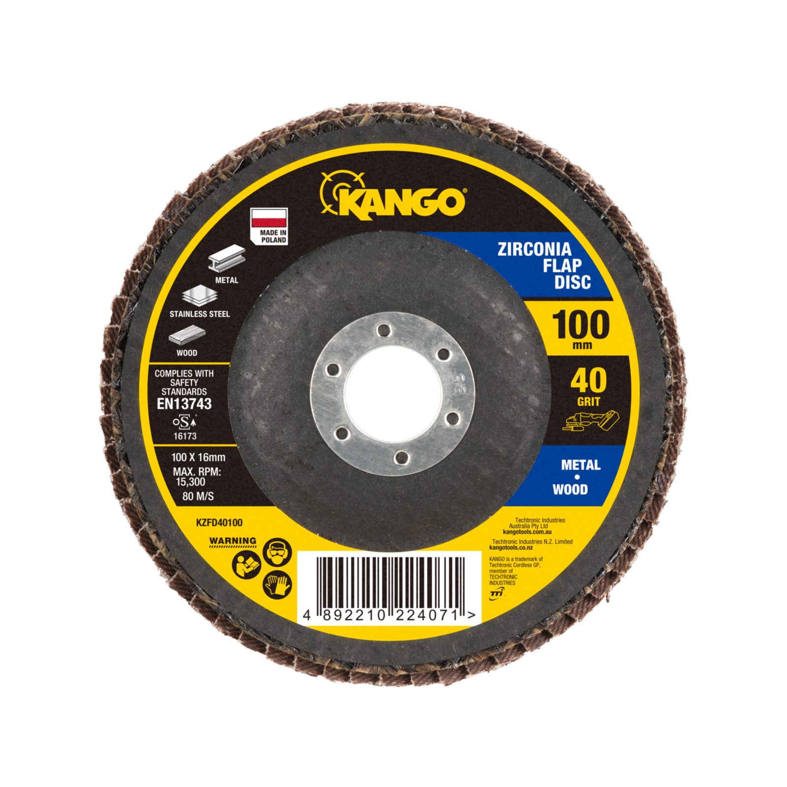 Kango 100mm 40G Zirconia Flap Disc - Bunnings Australia