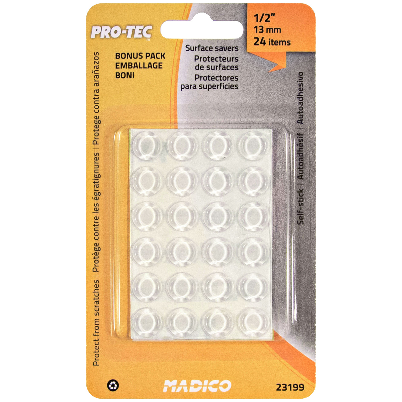 Madico 13mm Clear Round Vinyl Bumper Pad Surface Protectors - 24 Pack ...