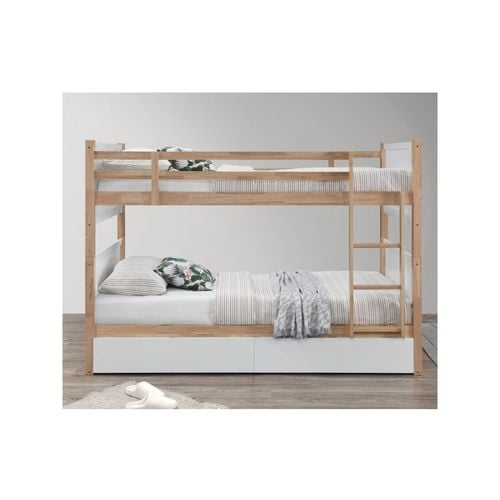Myer King Single Bunk Bed with Storage | Natural Hardwood Frame ...