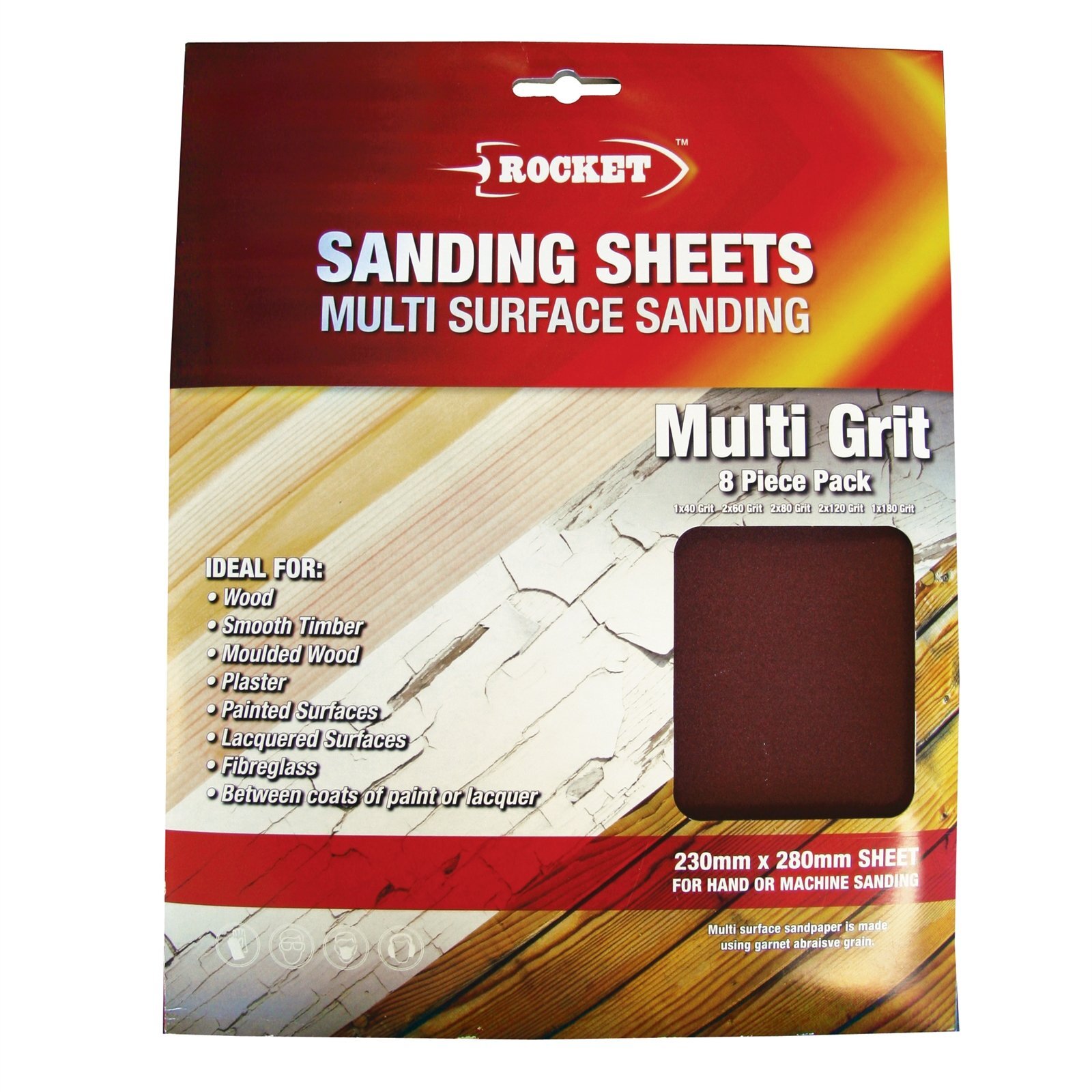 Rocket 8 Piece Assorted Mutli Surface Sanding Sheets - Bunnings Australia