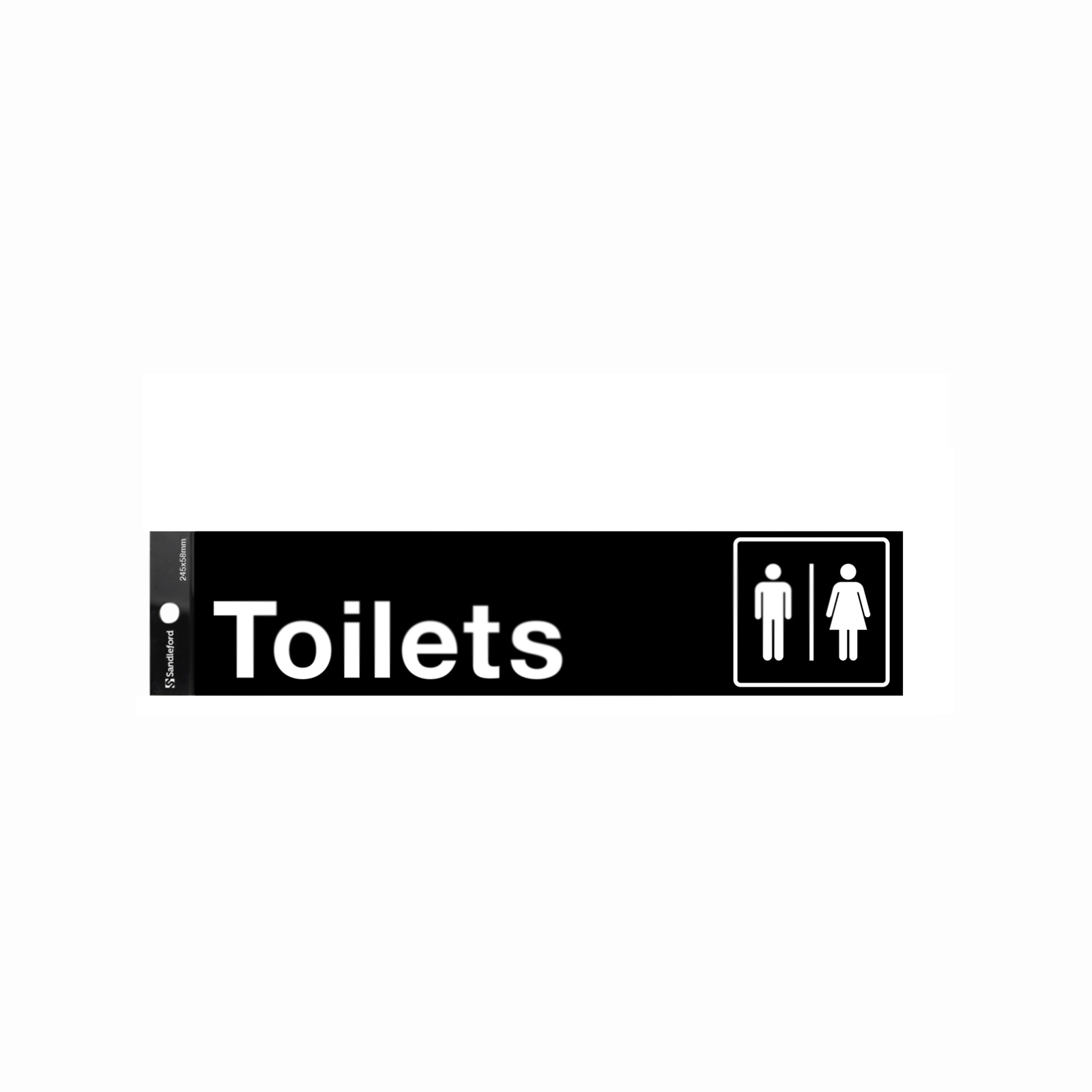 Sandleford 245 x 58mm Black Toilets Self Adhesive Sign - Bunnings Australia