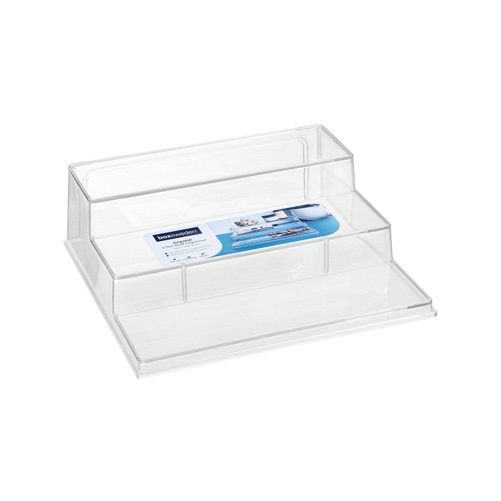 Boxsweden 26 x 23.5 x 8.5cm Clear Crystal 3 Tier Storage Rack ...