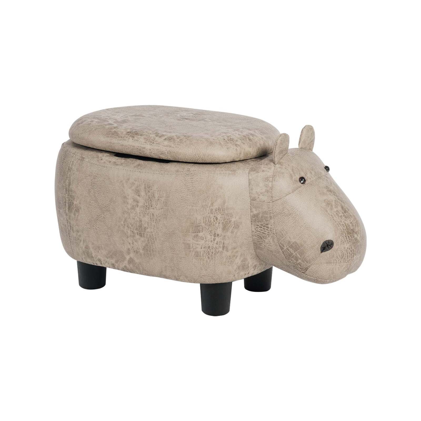 Costway Hippo Ottoman Storage Suede Fabric Footrest Stool Home ...
